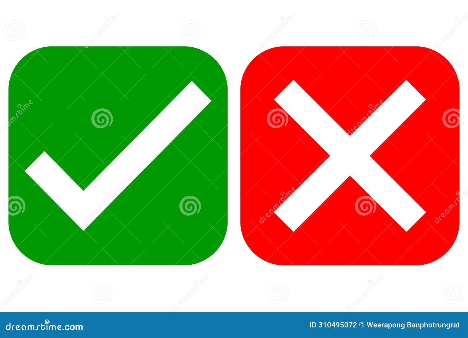 Right and Wrong Icon with Green and Red, Correct and Incorrect Symbol ...