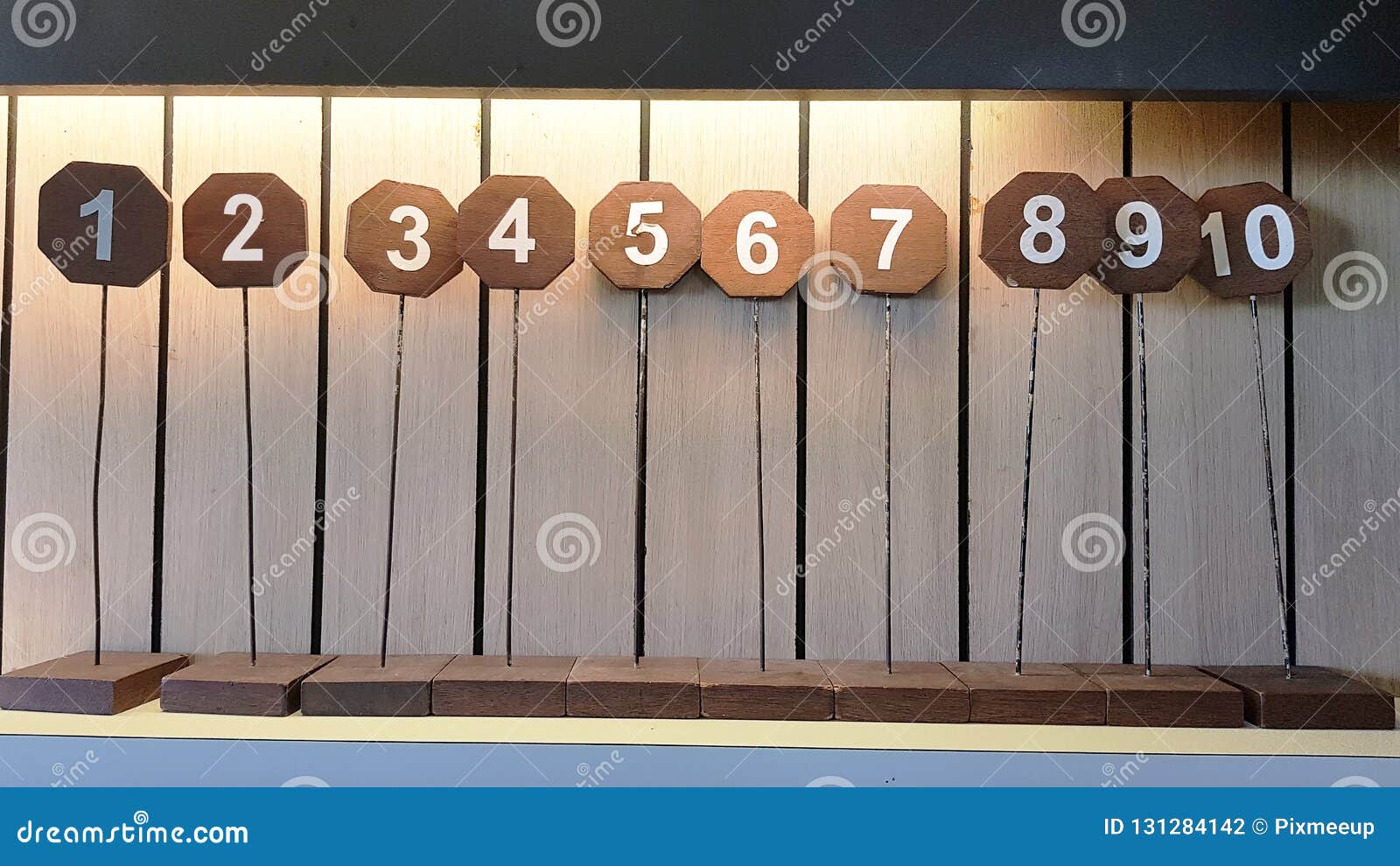 The Sign of Table Numbers that Arrayed 1 To 10 on Shelve in the ...