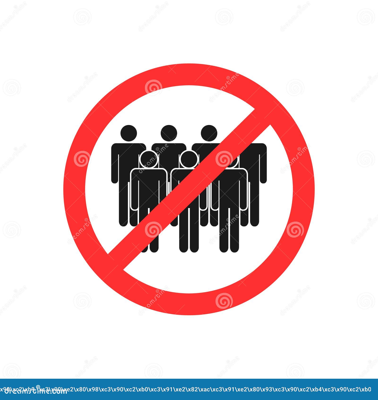 Sign Team Get Together is Not Allowed. Avoid Crowds People Vector ...