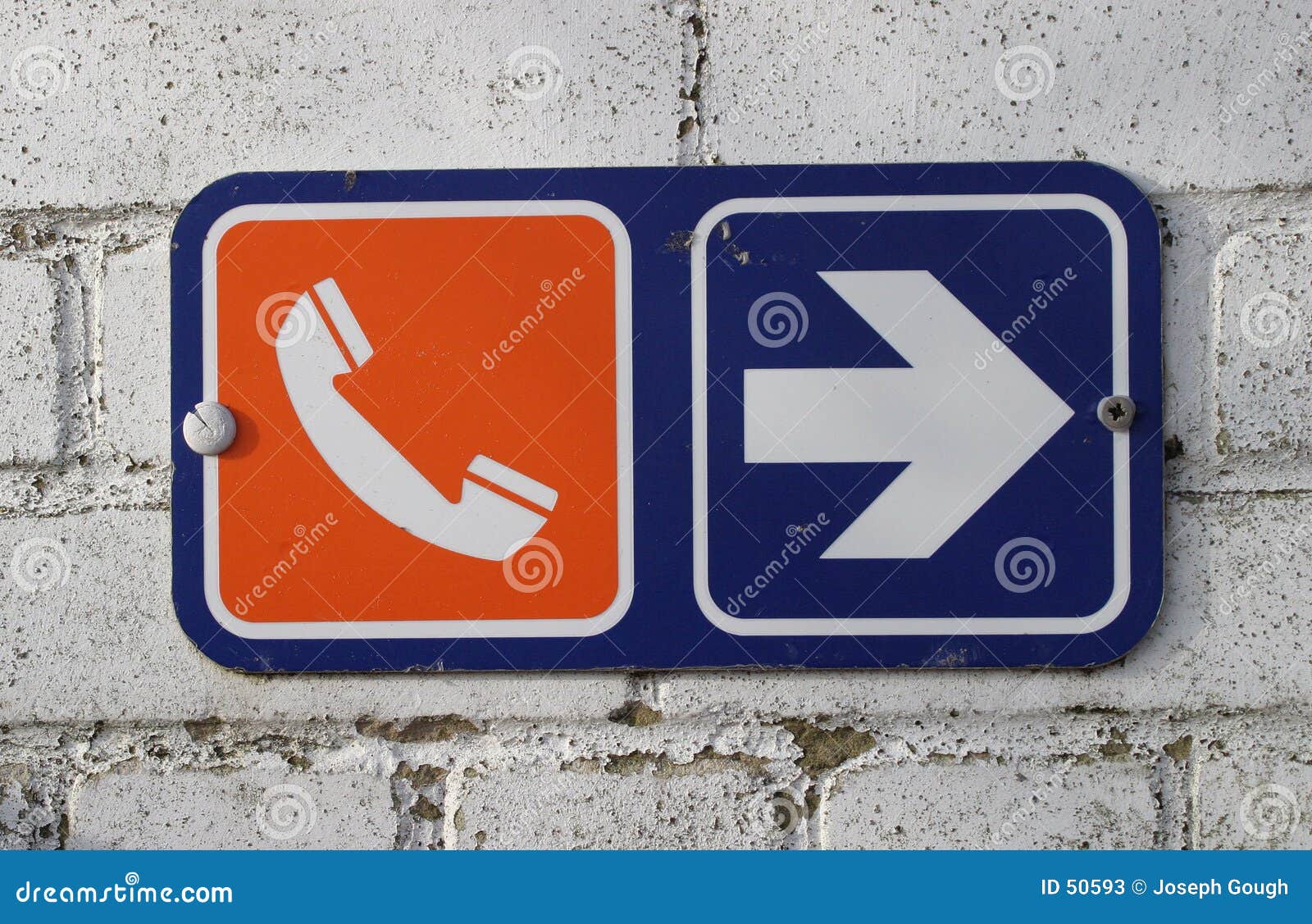Sign, Telephone stock image. Image of booth, brick, assist - 50593