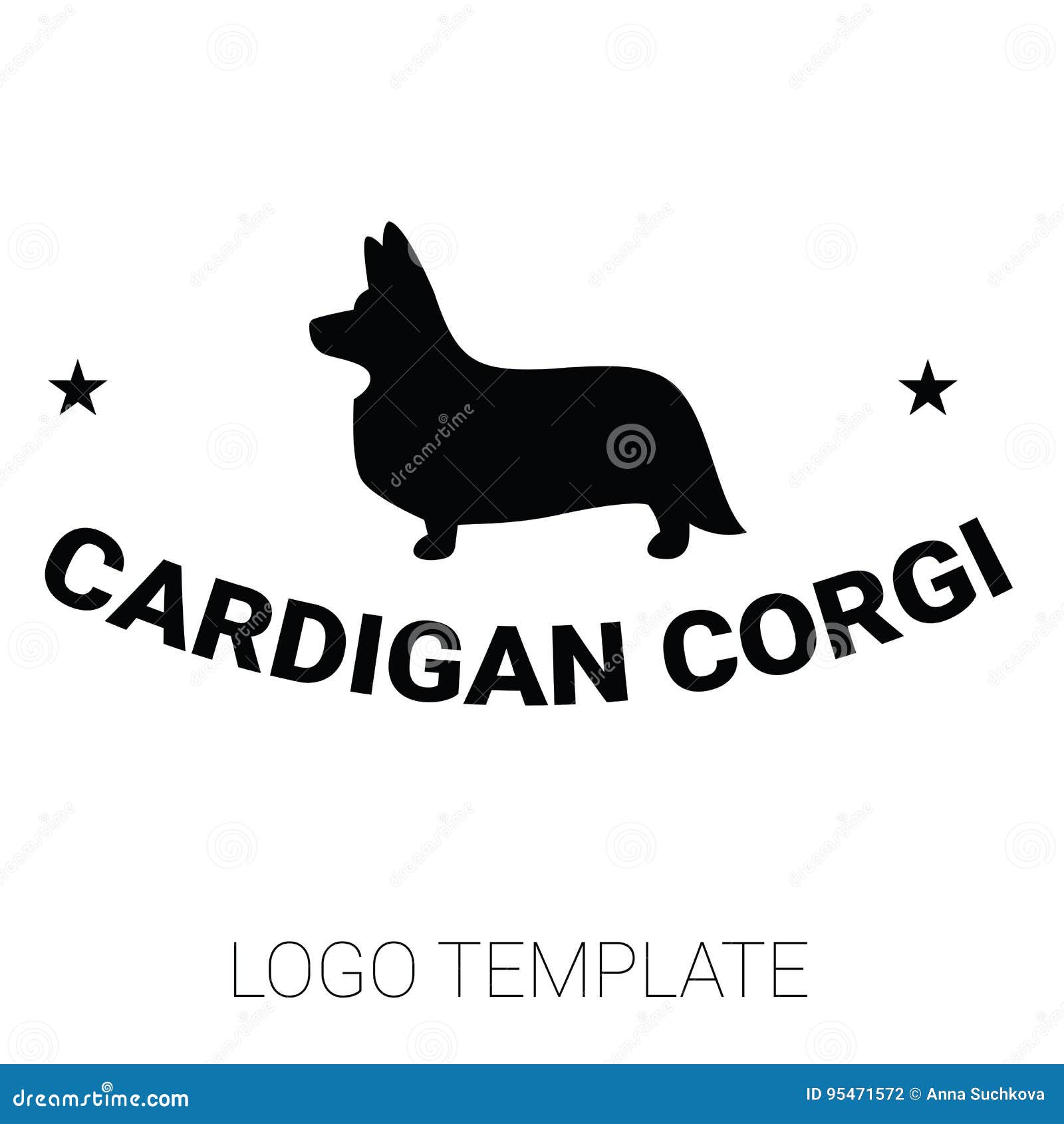 Sign Template with Welsh Corgi Standing in Profile Stock Vector ...