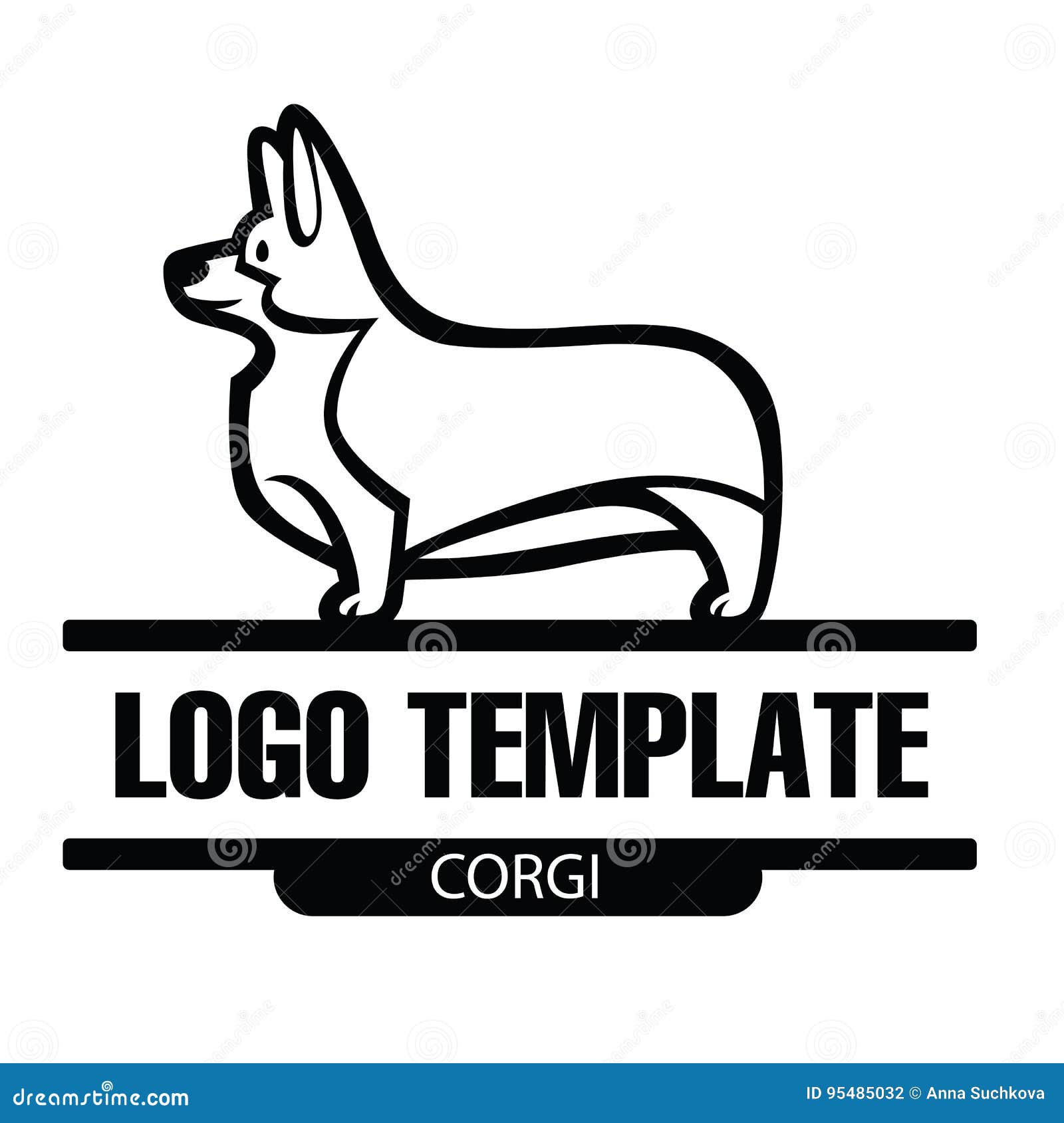 Sign Template with Welsh Corgi Standing in Profile Stock Vector ...