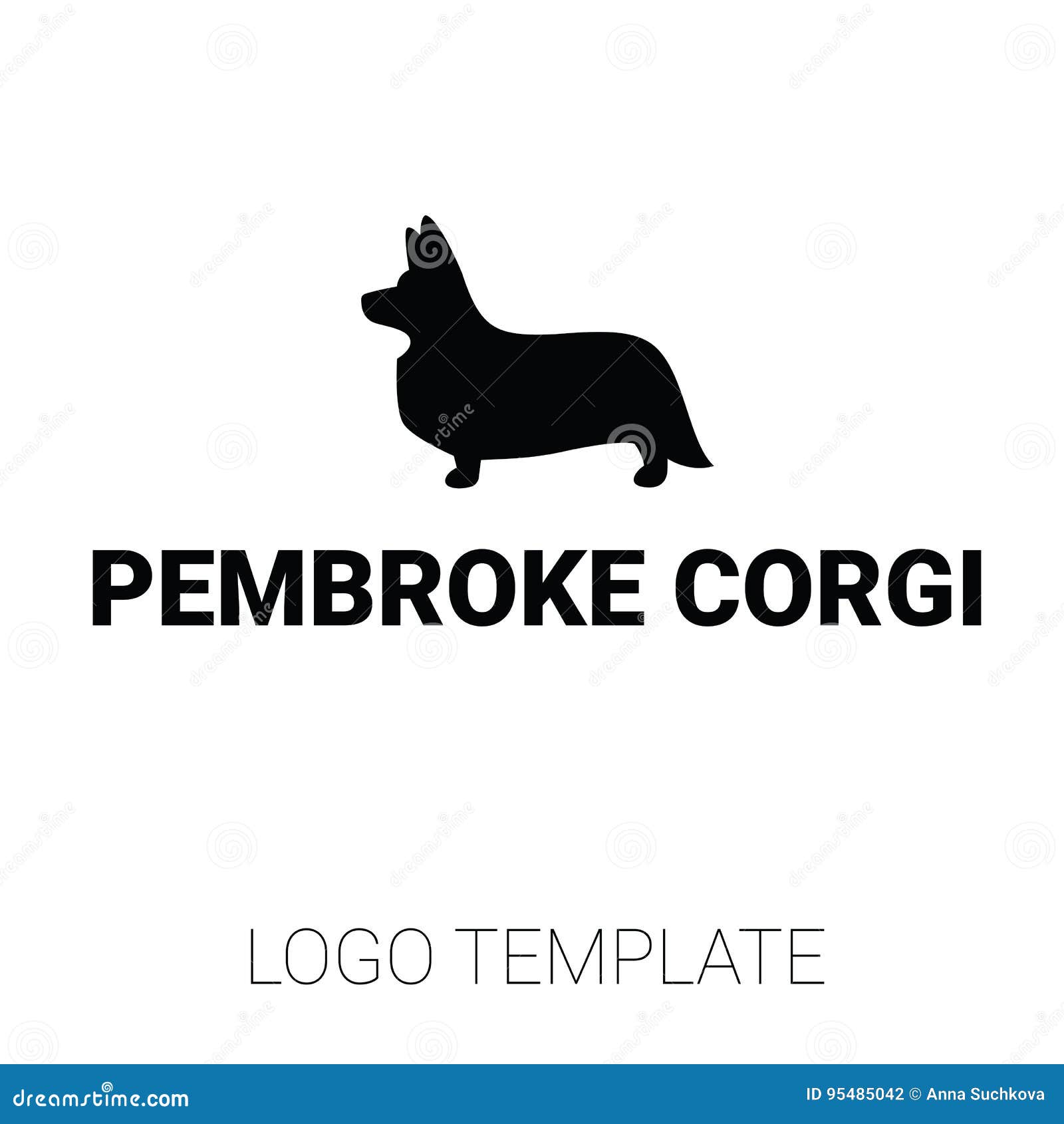 Sign Template with Welsh Corgi Standing in Profile Stock Vector ...