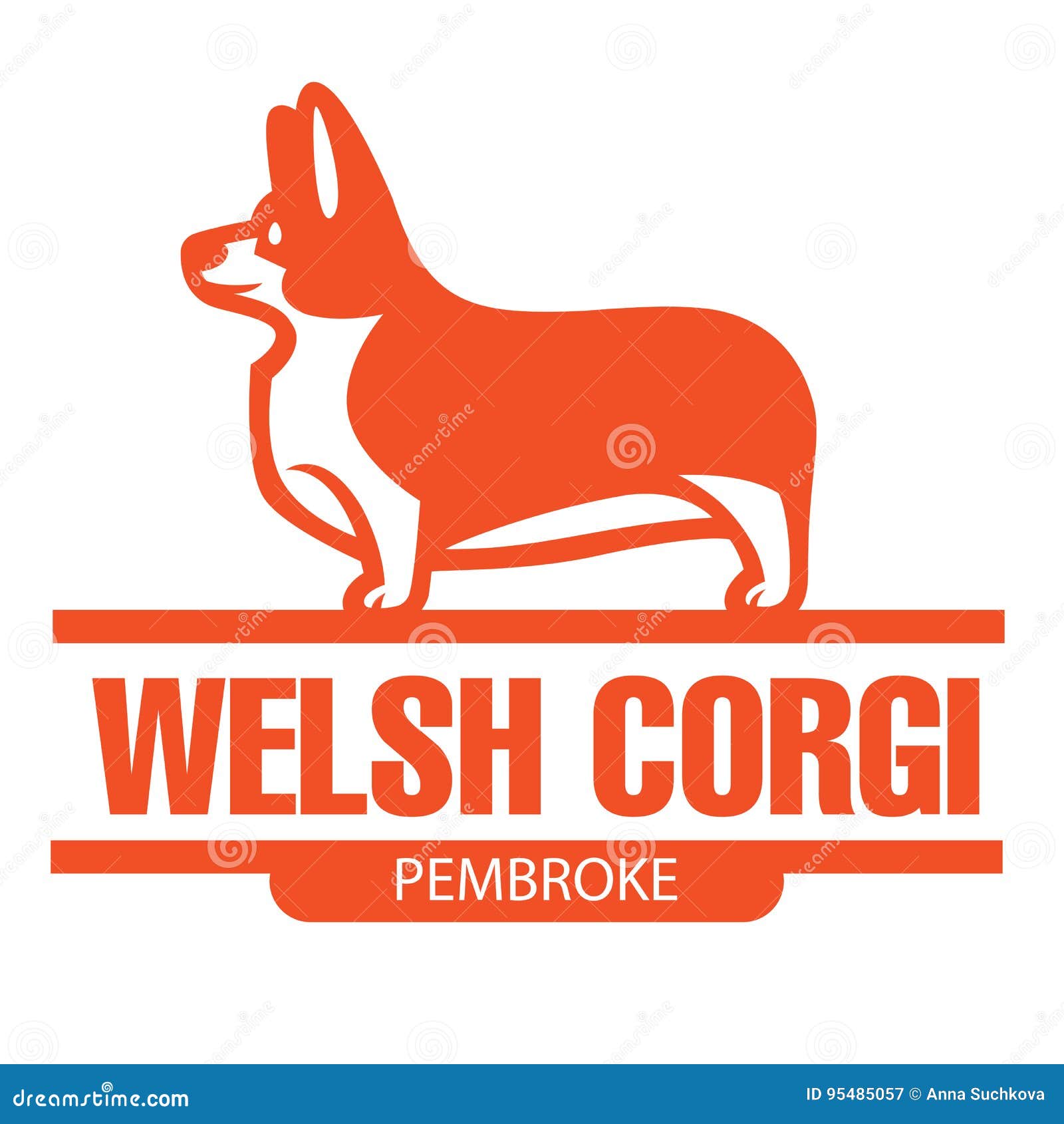Sign Template with Welsh Corgi Standing in Profile Stock Vector ...