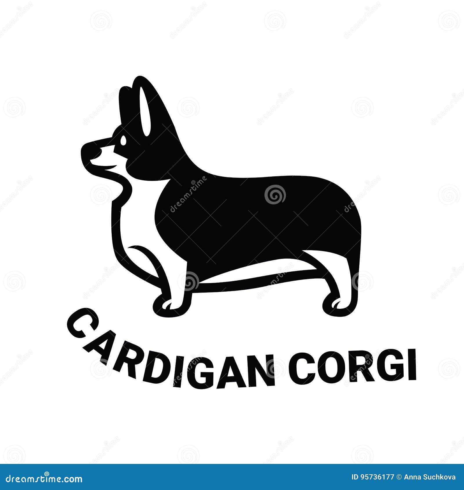 Sign Template with Welsh Corgi Standing in Profile Stock Vector ...