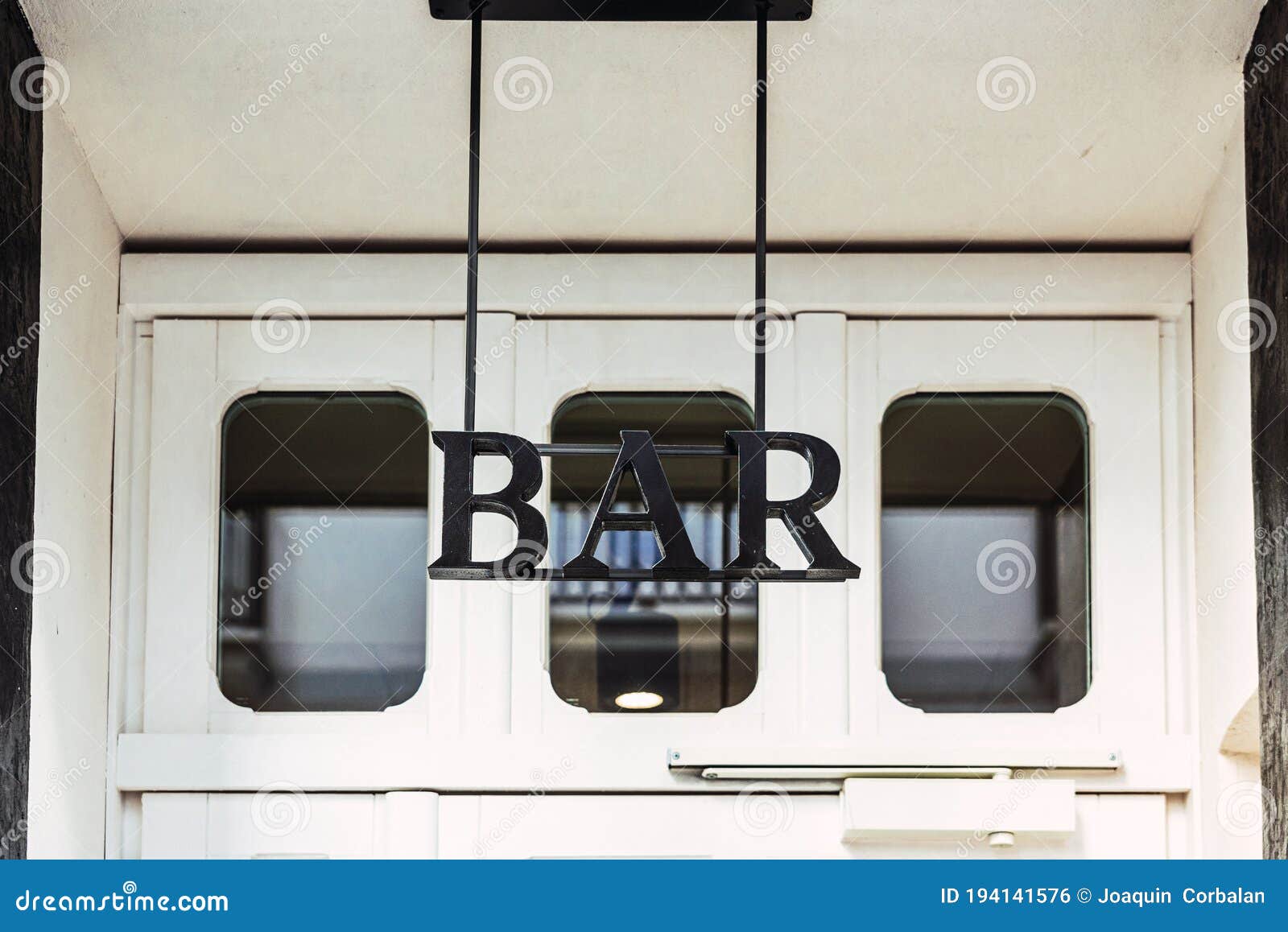 Sign with the Text BAR on the Door of a Pub for Drinks Stock Photo ...