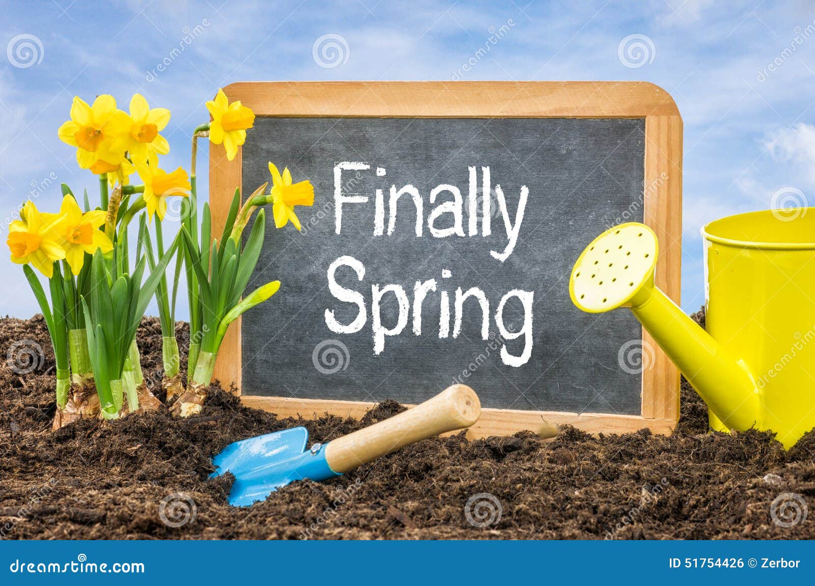 Sign with the Text Finally Spring Stock Photo - Image of daffodil ...