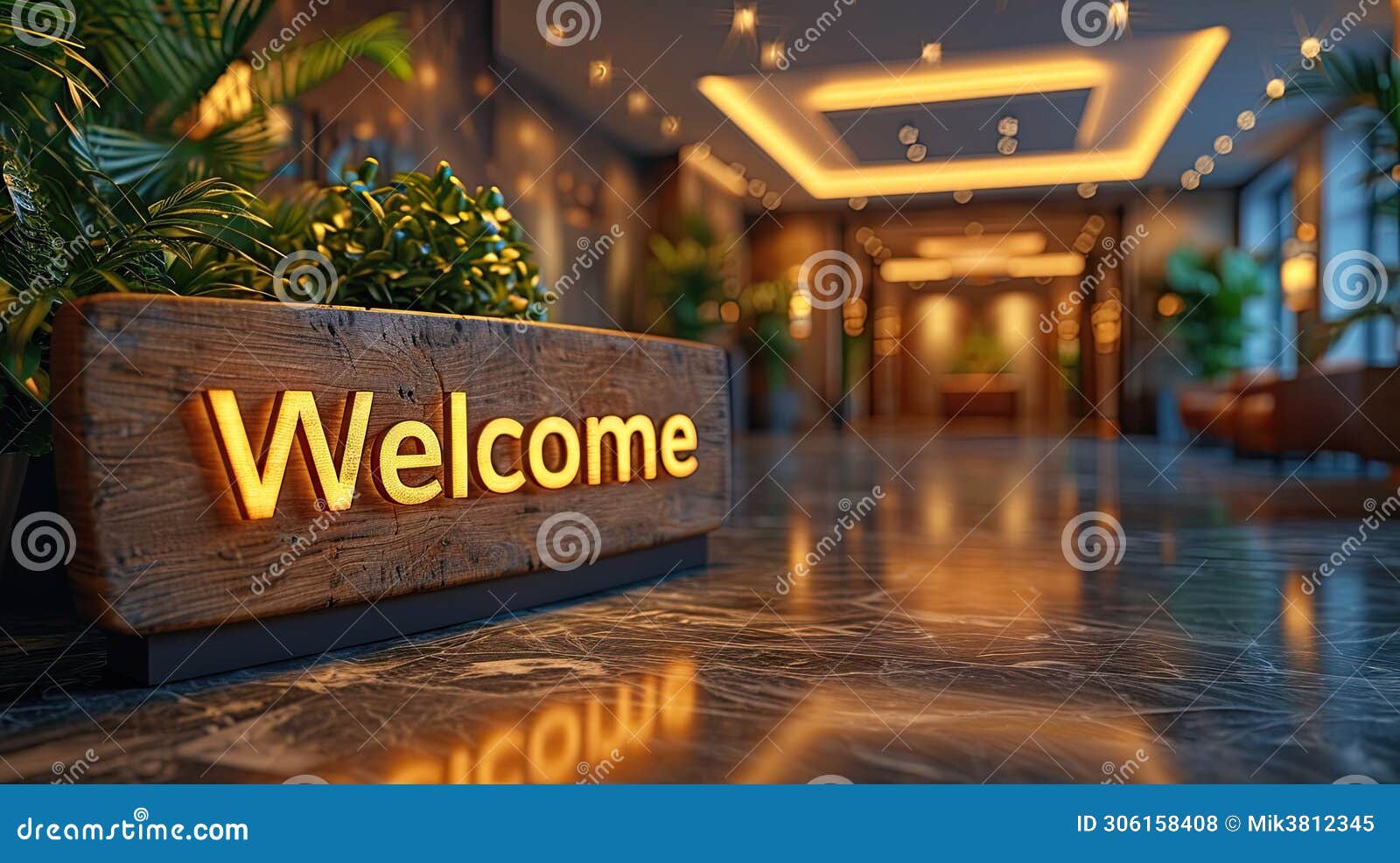 Sign with the Text Welcome in a Hotel. Stock Illustration ...