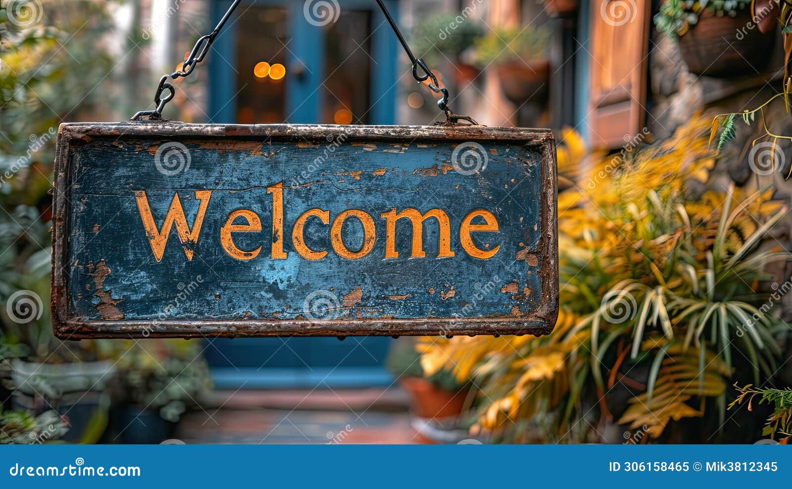 Sign with the Text Welcome in a Hotel. Stock Illustration ...