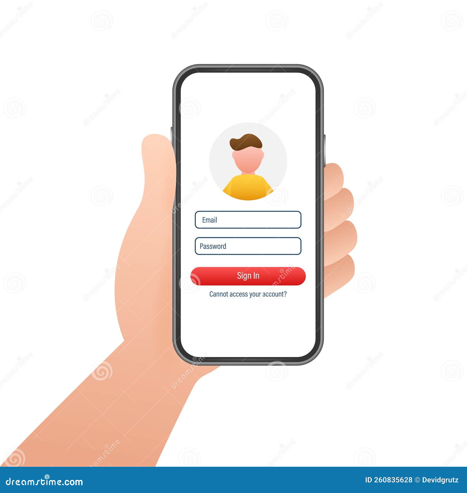 Sign In To Account User Authorization Login Authentication Page Concept Smartphone With Login