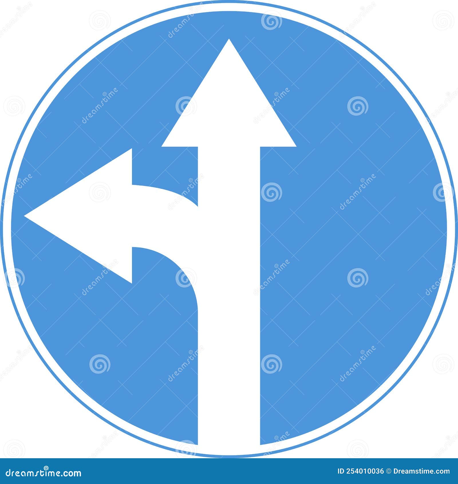 A Sign To Move Straight or To the Left. Blue Circle Stock Vector ...