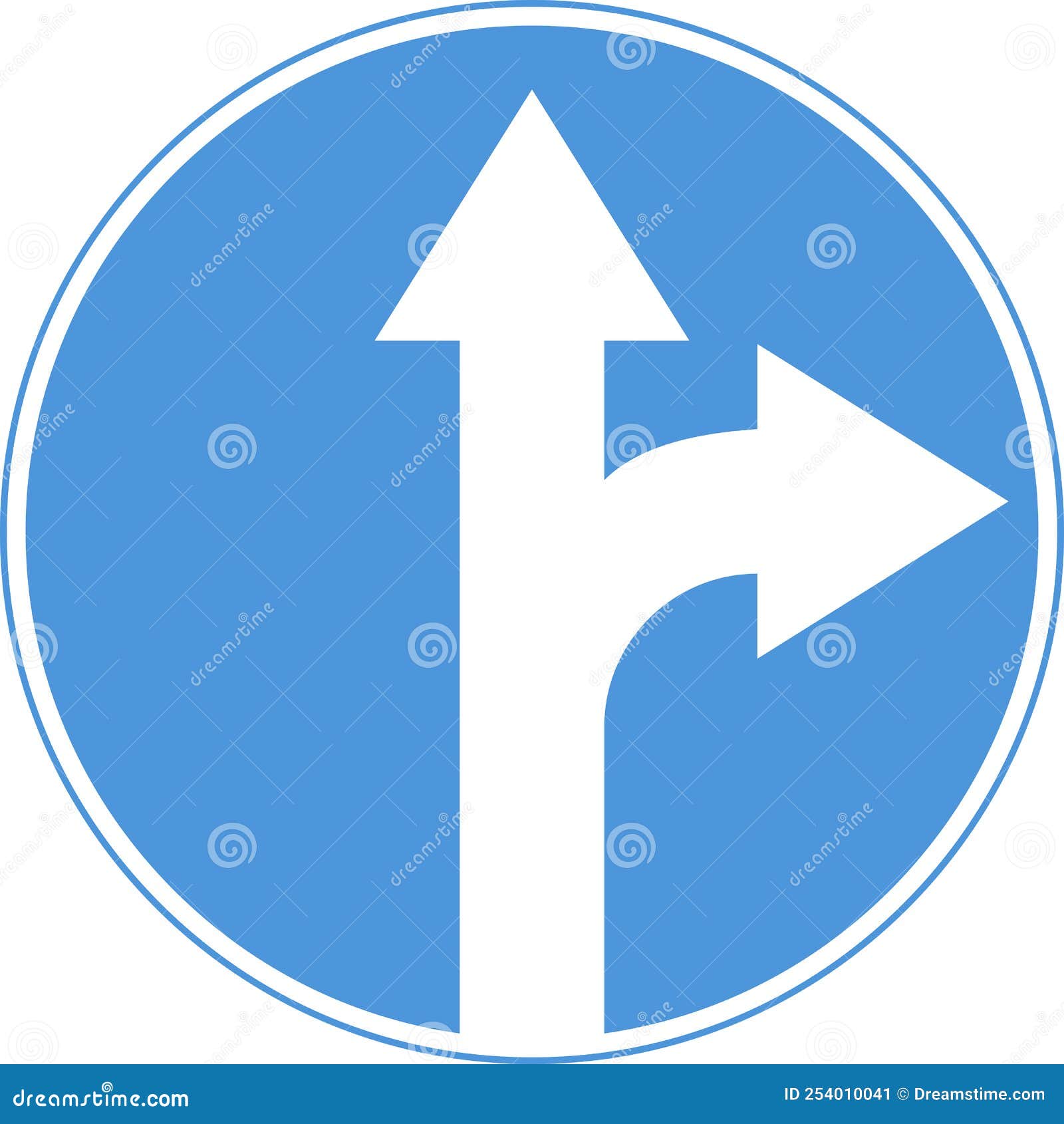 The Sign To Move Straight or To the Right. Stock Vector - Illustration ...