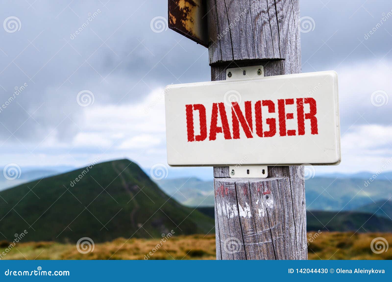 Sign of the Top of the Mountain. Danger Stock Photo - Image of mountain ...