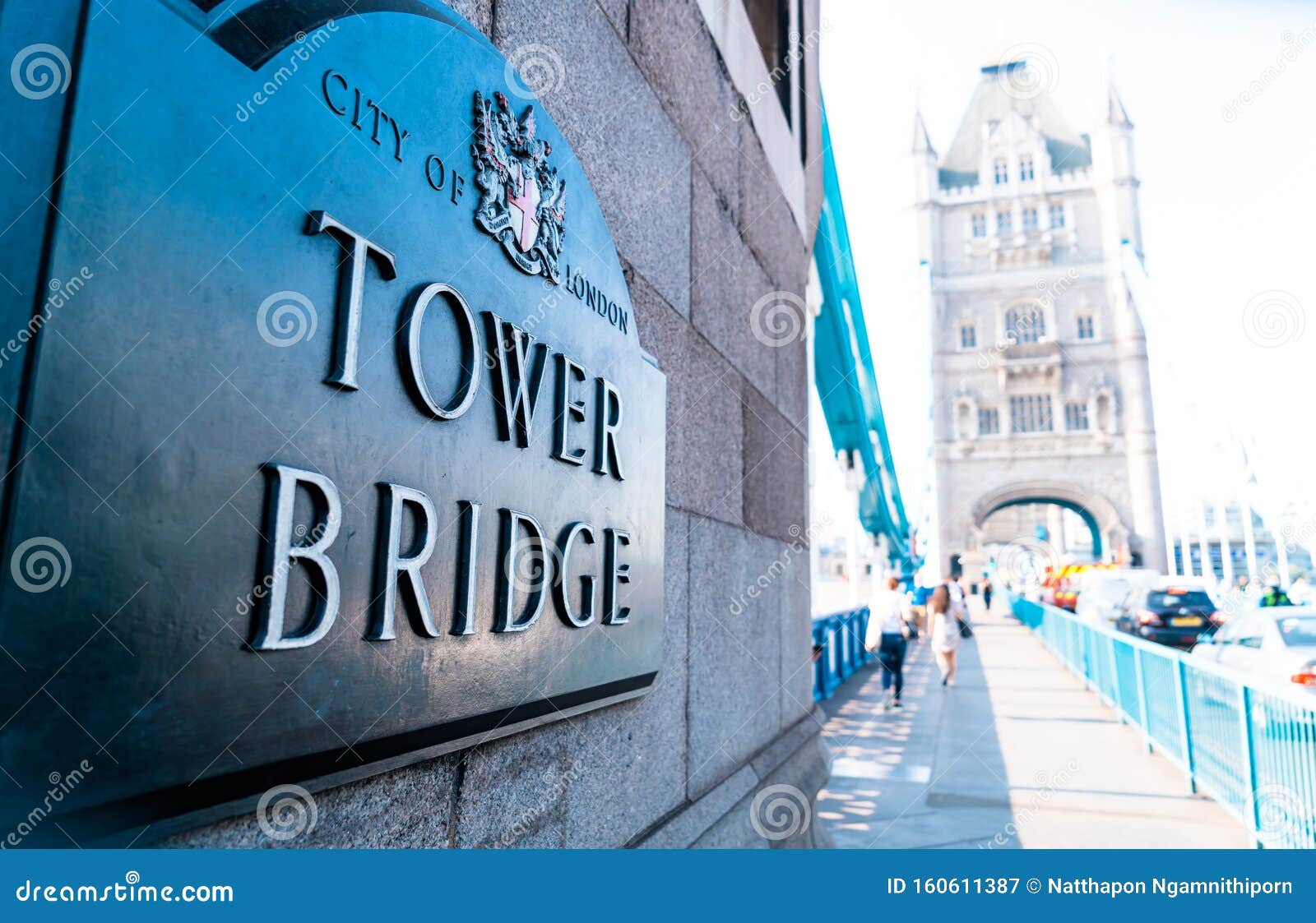 Sign of Tower bridge stock image. Image of capital, river - 160611387
