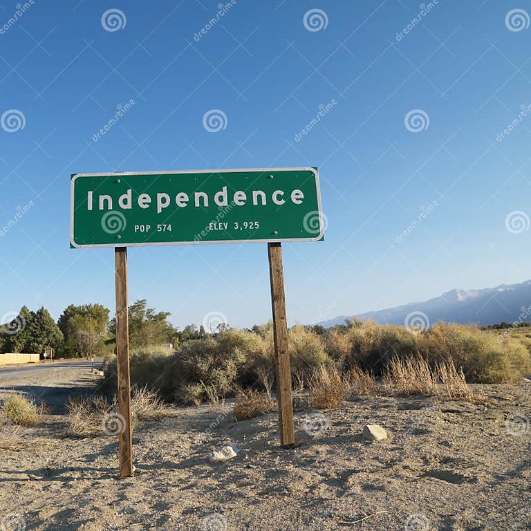 Sign for Town Named Independence. Stock Image - Image of independence ...