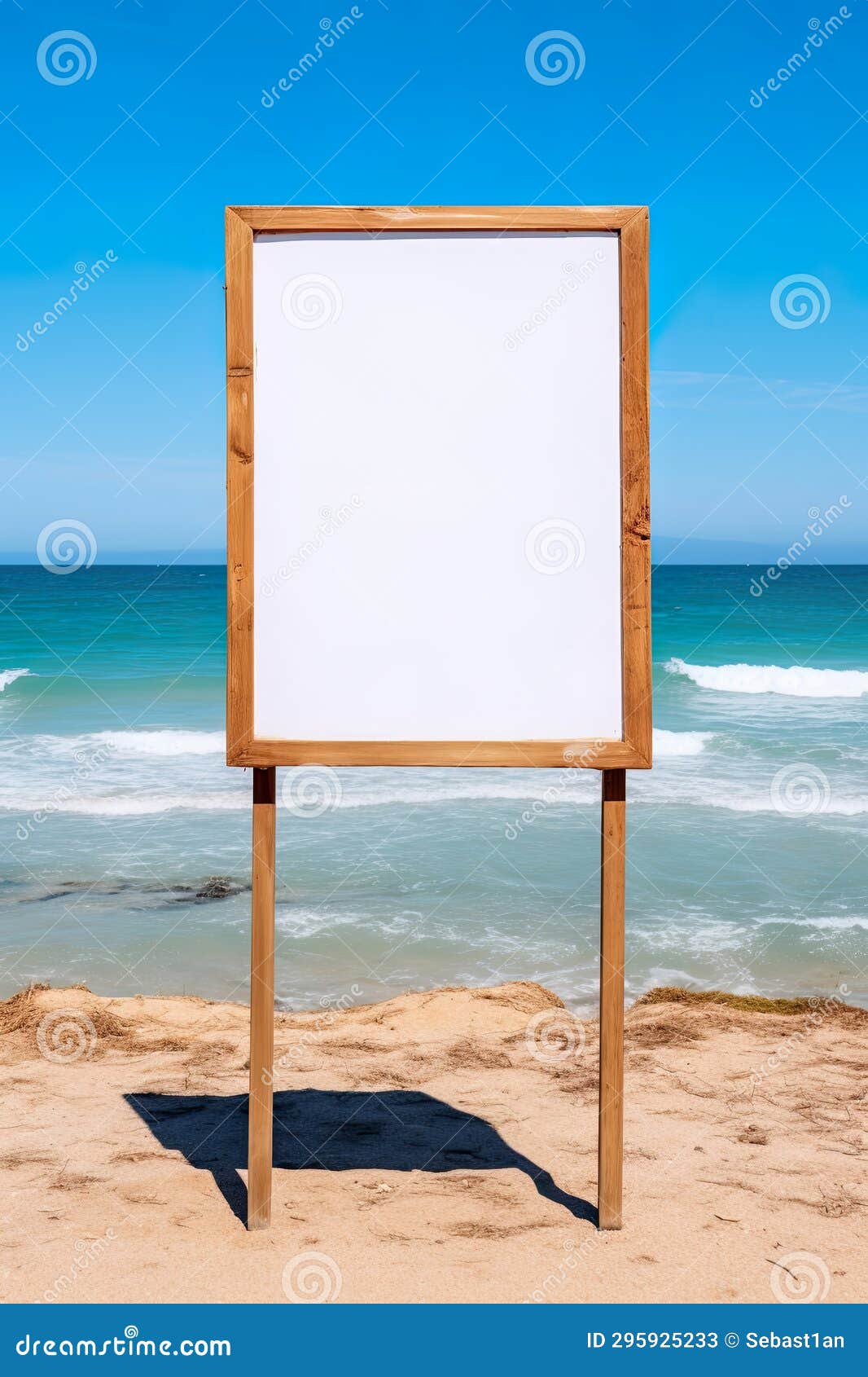 Sign on a Tranquil Seashore, Providing a Mockup with Ample Copy Space ...