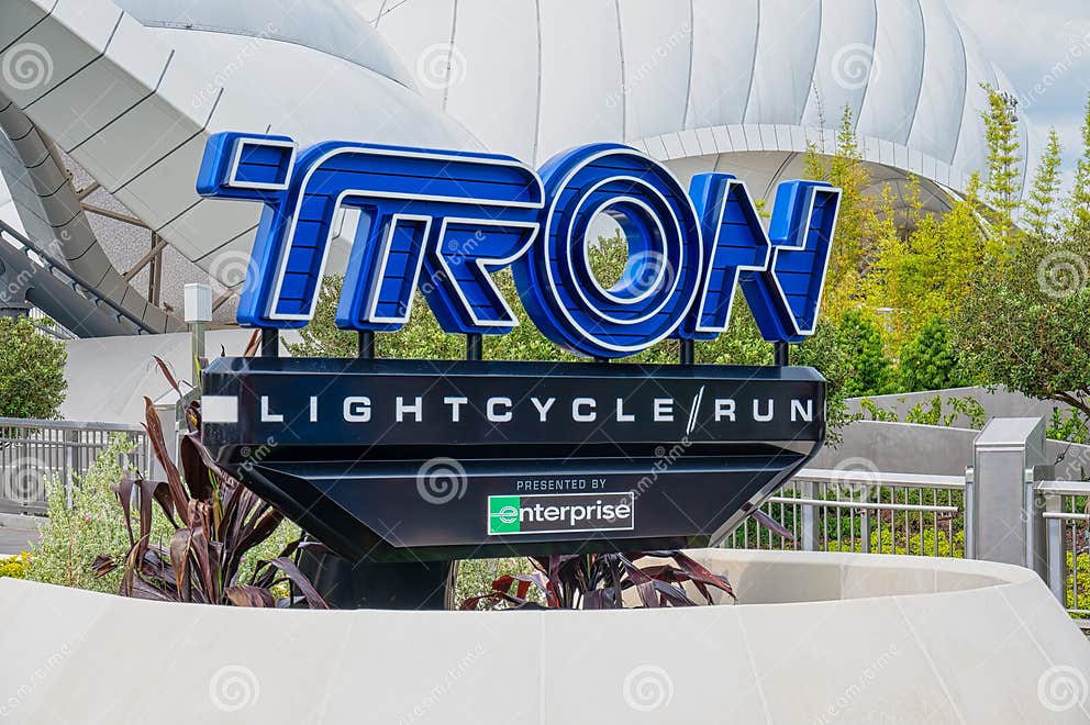 Sign for Tron Ride at the Magic Kingdom Editorial Stock Photo - Image ...