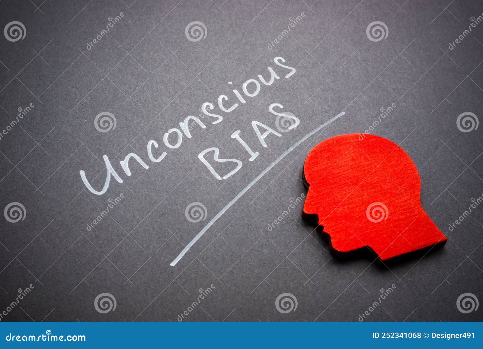 Sign Unconscious Bias on Dark Surface and Head Shape. Stock Photo ...