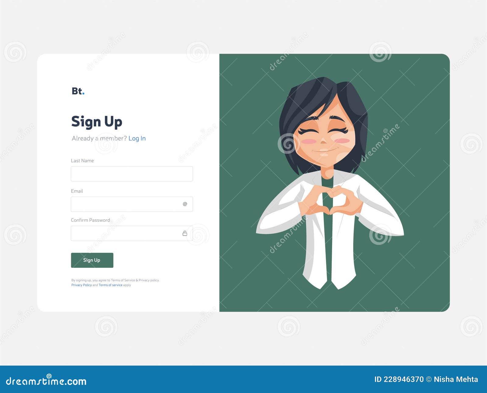 Sign Up Screen Page Template Stock Vector - Illustration of background ...