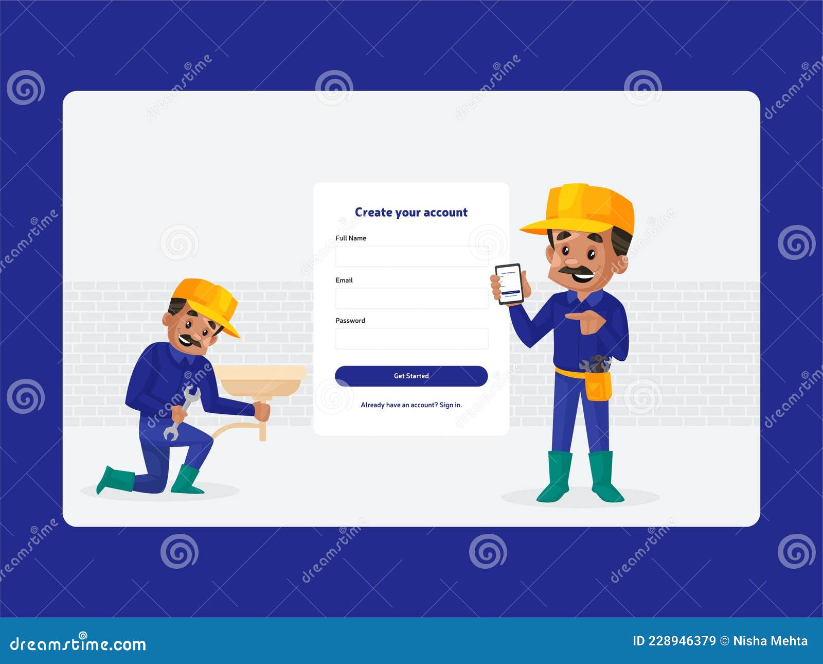 Create Your Account Sign Up Page Design Stock Vector - Illustration of ...