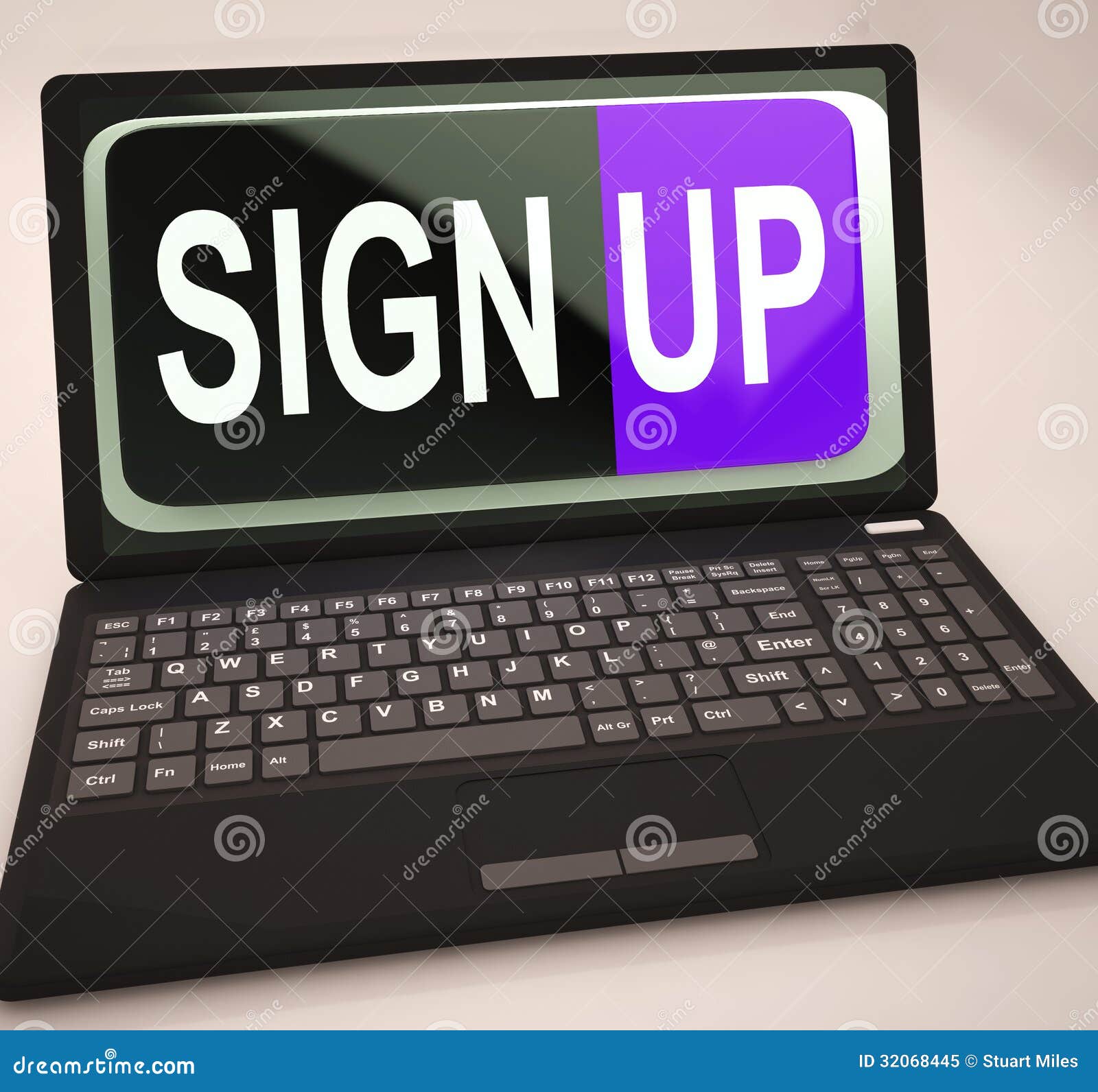 Sign Up Button on Laptop Shows Website Registration Stock Illustration ...