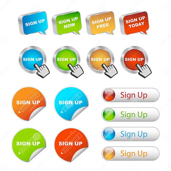 Sign up buttons stock vector. Illustration of graphic - 31921898