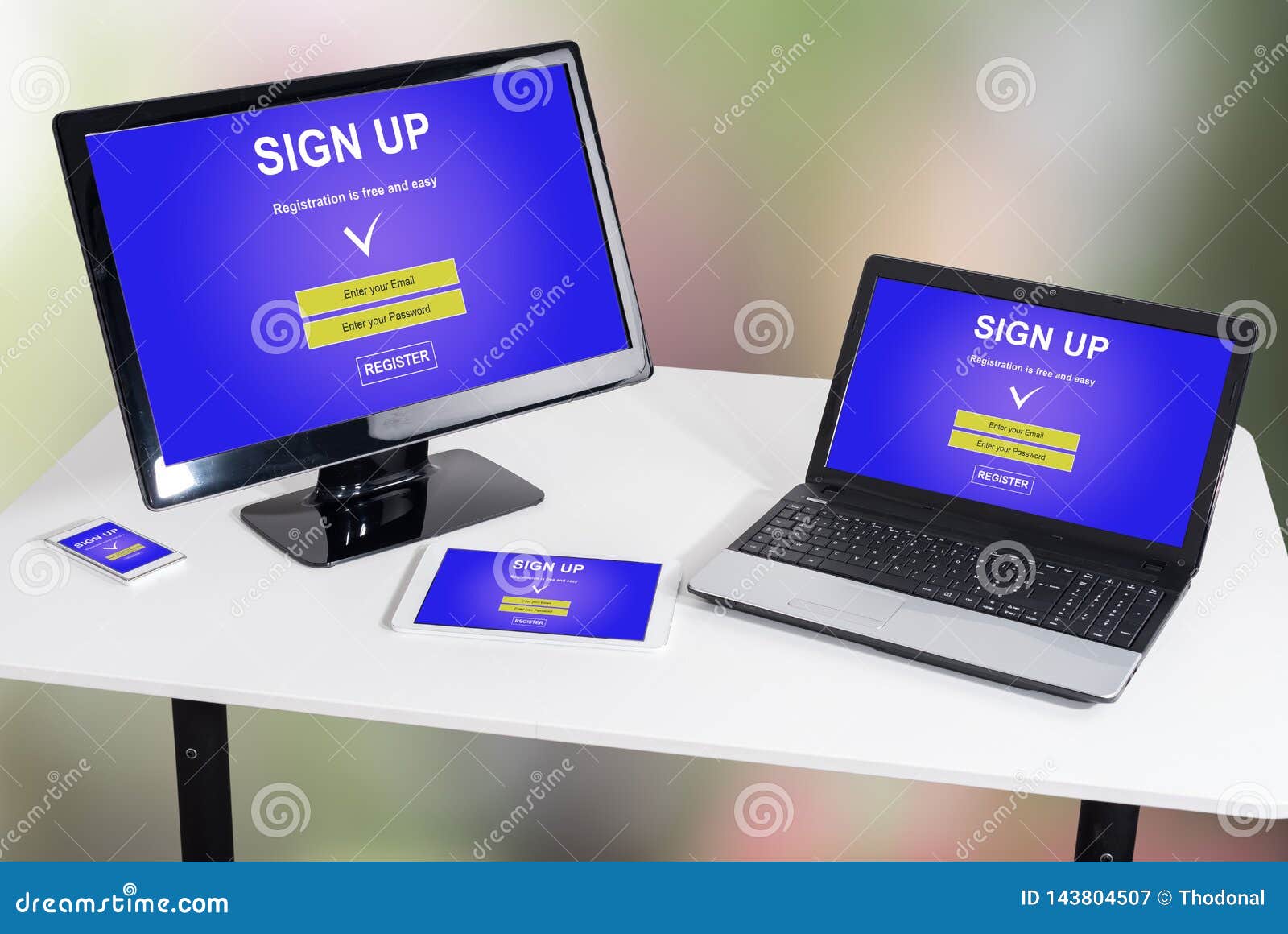 Sign Up Concept on Different Devices Stock Image - Image of ...