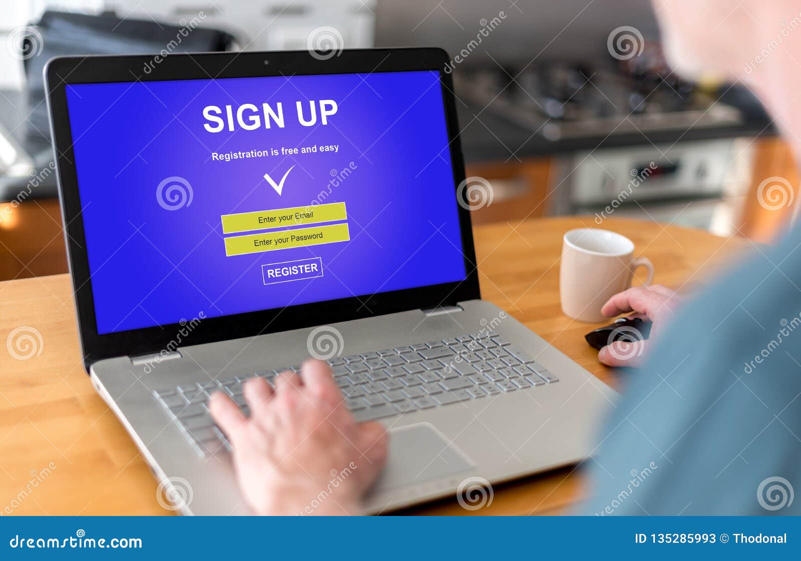 Sign Up Concept on a Laptop Stock Image - Image of register, membership ...