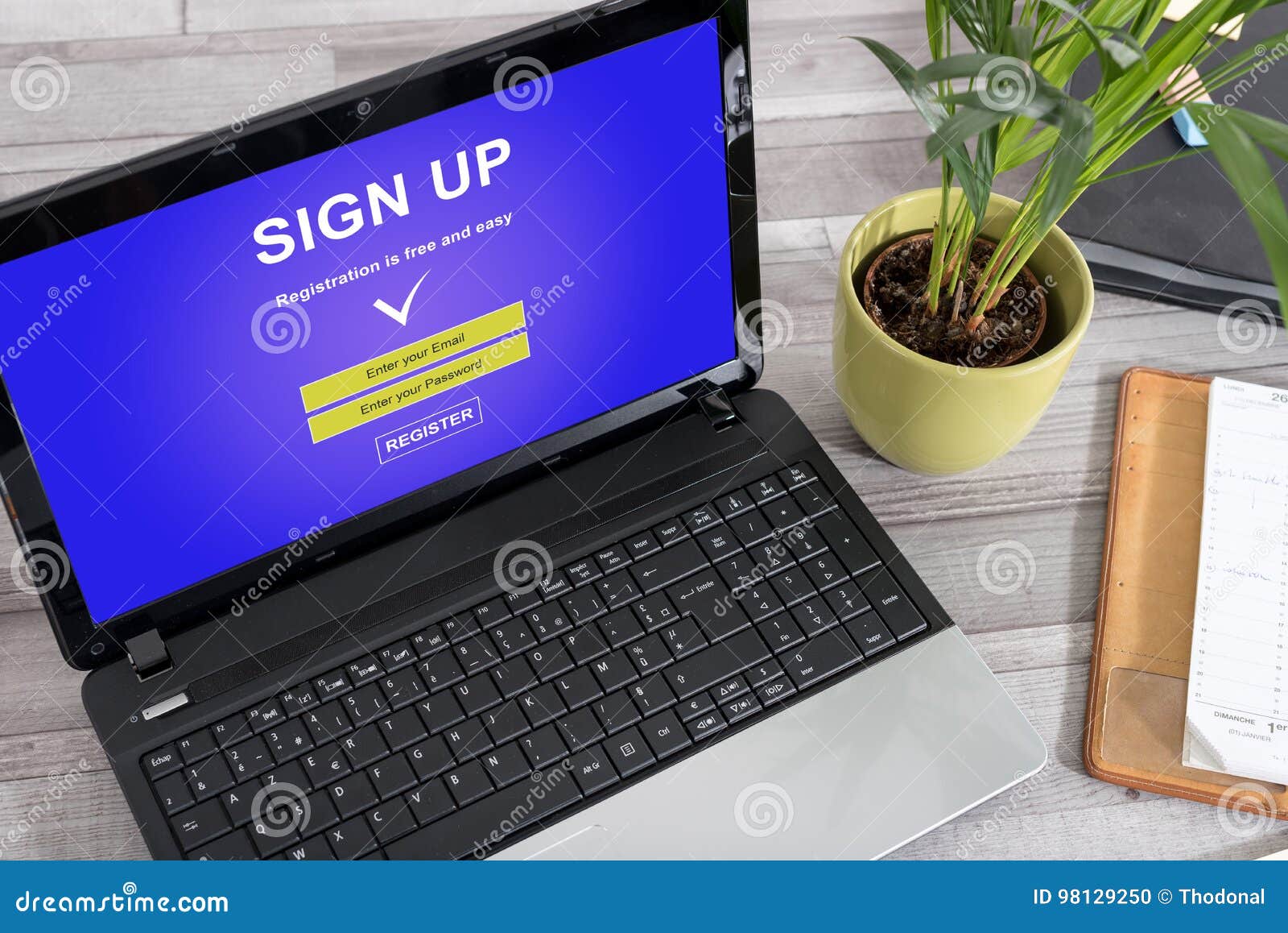 Sign Up Concept on a Laptop Stock Photo - Image of membership ...