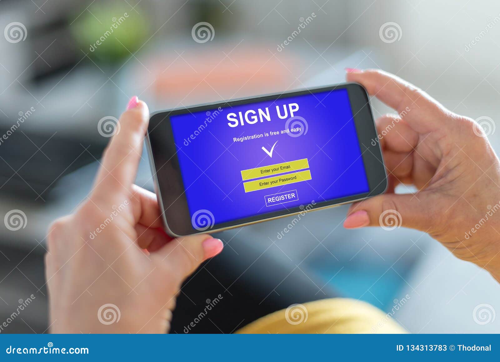 Sign Up Concept on a Smartphone Stock Image - Image of membership ...