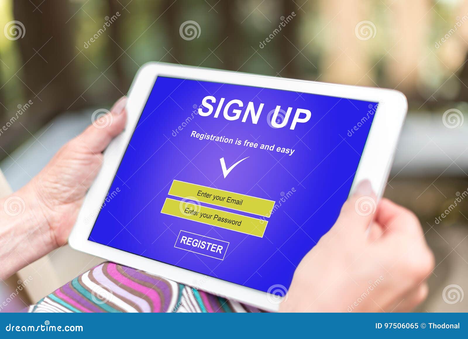 Sign Up Concept on a Tablet Stock Image - Image of join, enroll: 97506065