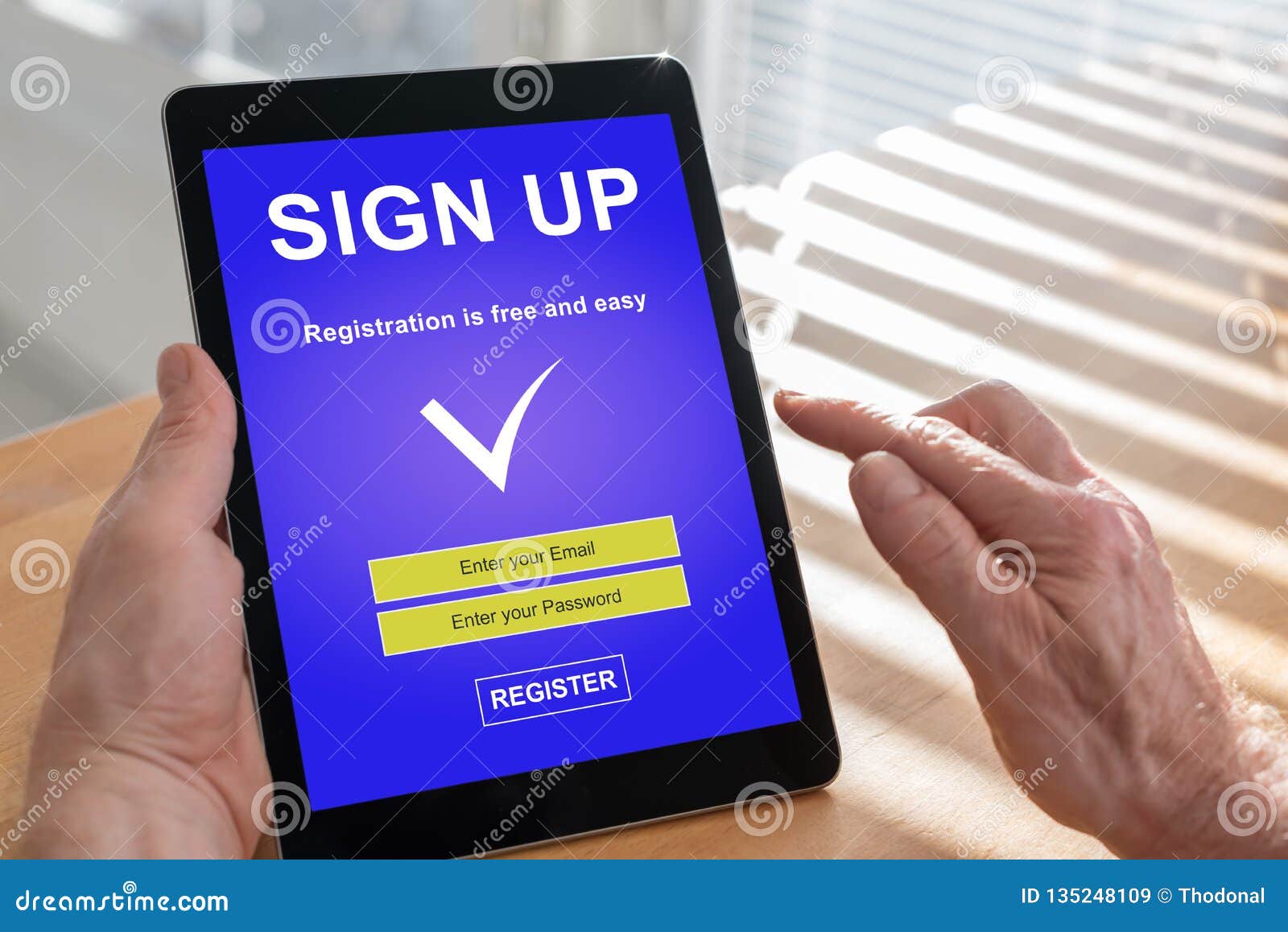 Sign Up Concept on a Tablet Stock Image - Image of internet, tablet ...