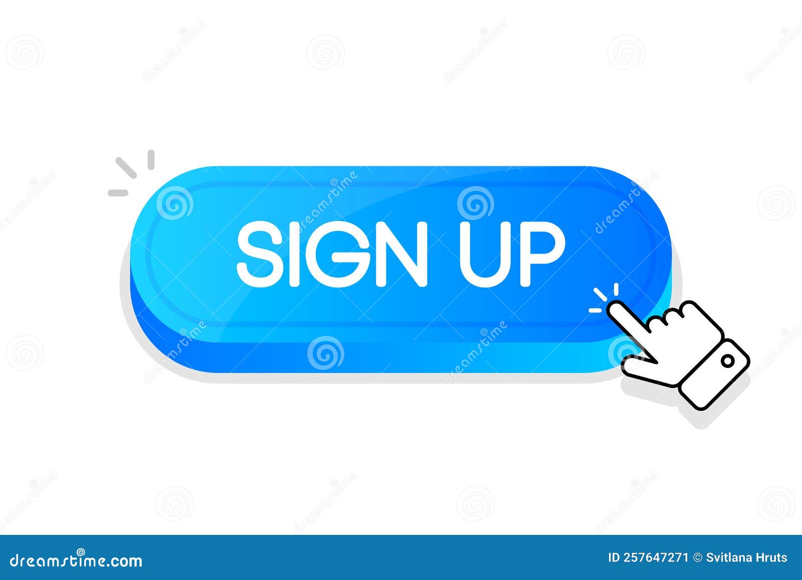 Sign Up 3d Button. Mouse Touched Button. Vector Illustration. Stock ...