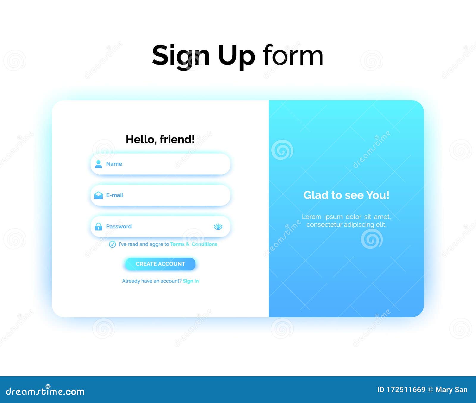 Sign Up Form, Web Design, UI UX Registration Interface with Gradient ...