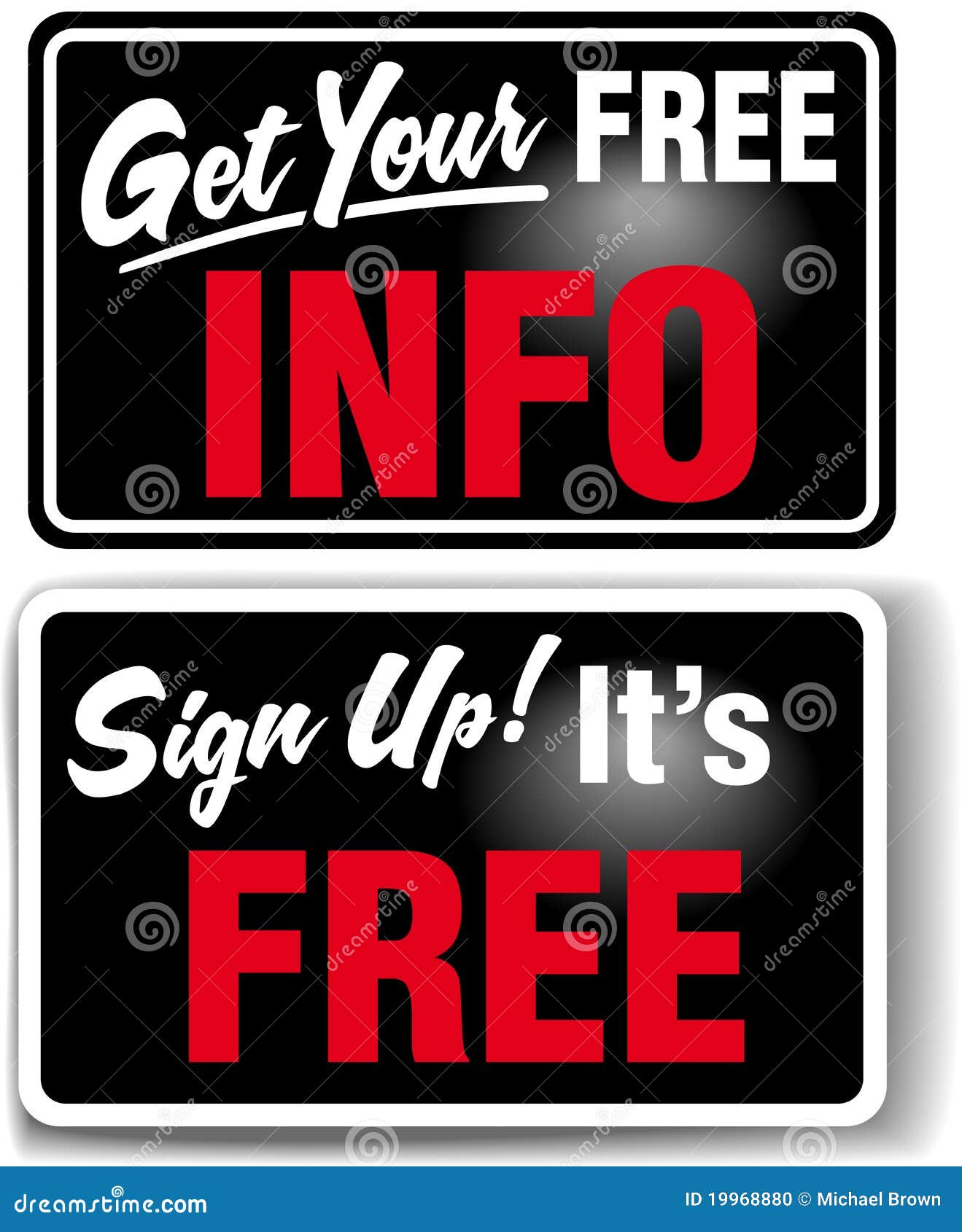 Sign Up Free INFO Store Sign Set Vector Illustration | CartoonDealer ...