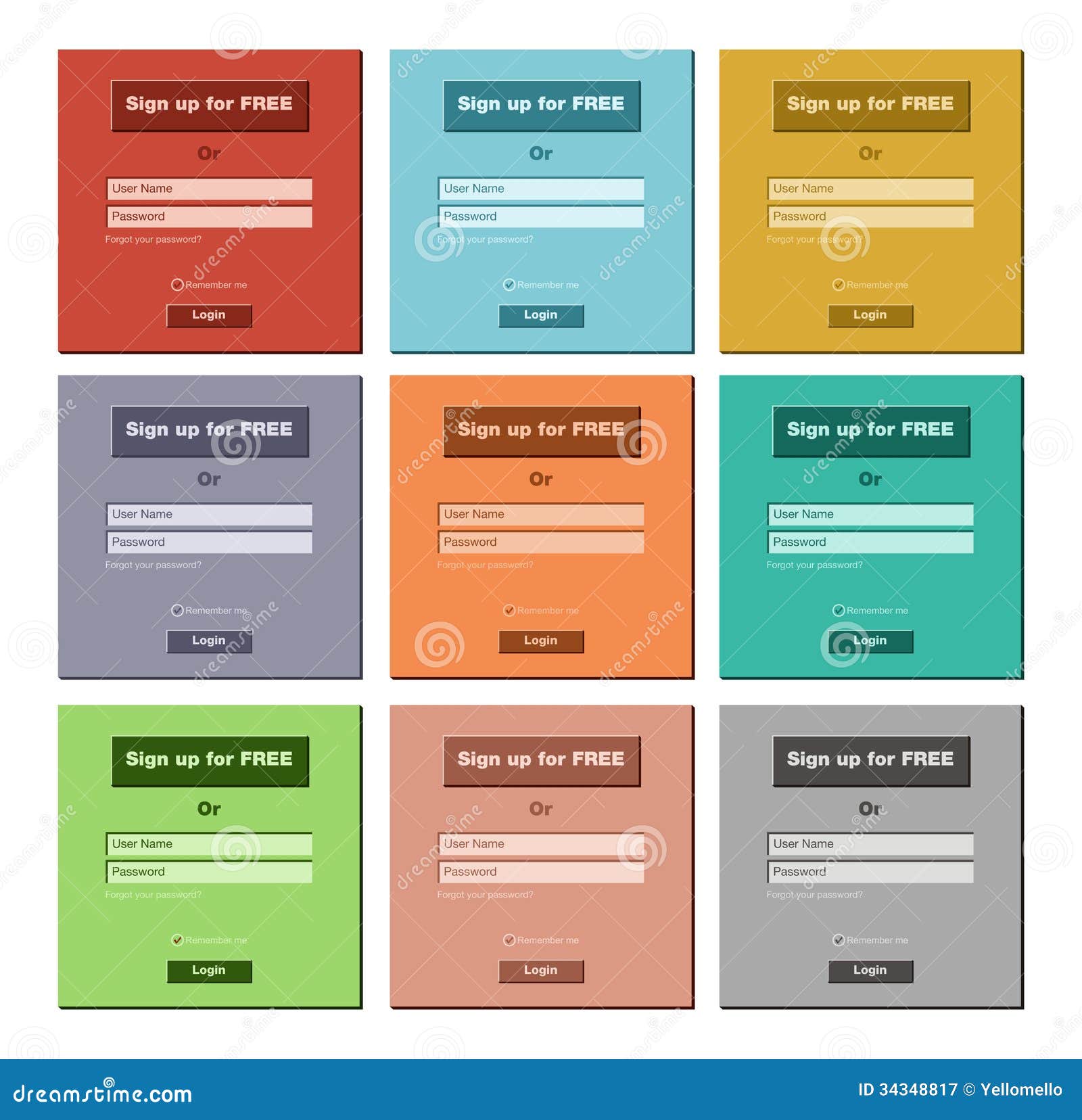 Sign Up for Free or Login Form - Flat User Interface Stock Vector ...