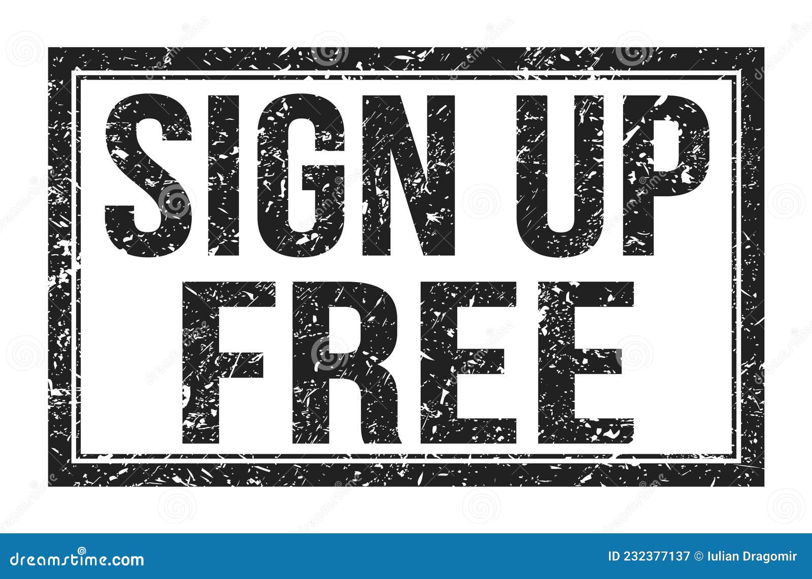 SIGN UP FREE, Words on Black Rectangle Stamp Sign Stock Illustration ...