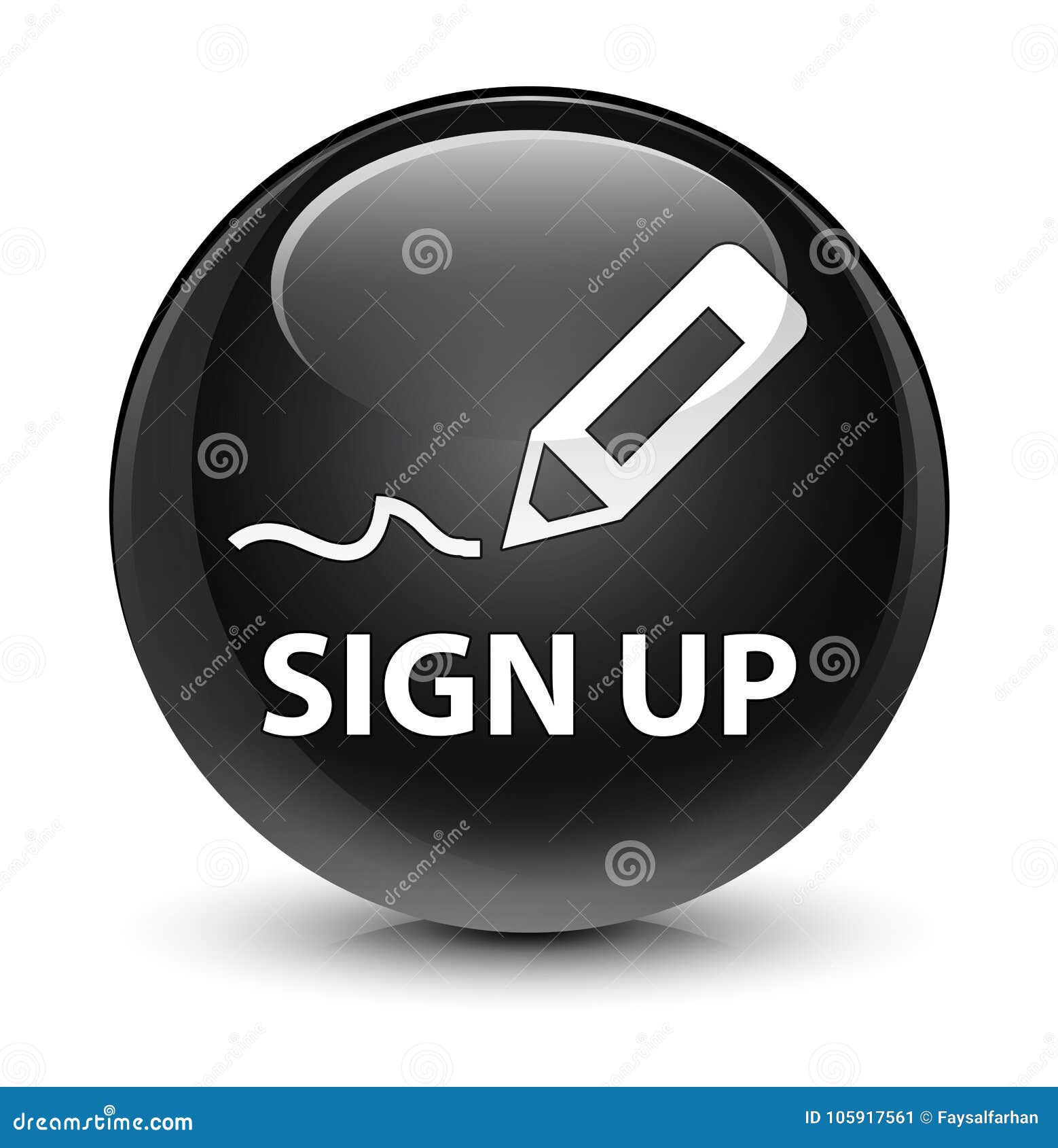 Sign Up Glassy Black Round Button Stock Illustration - Illustration of ...