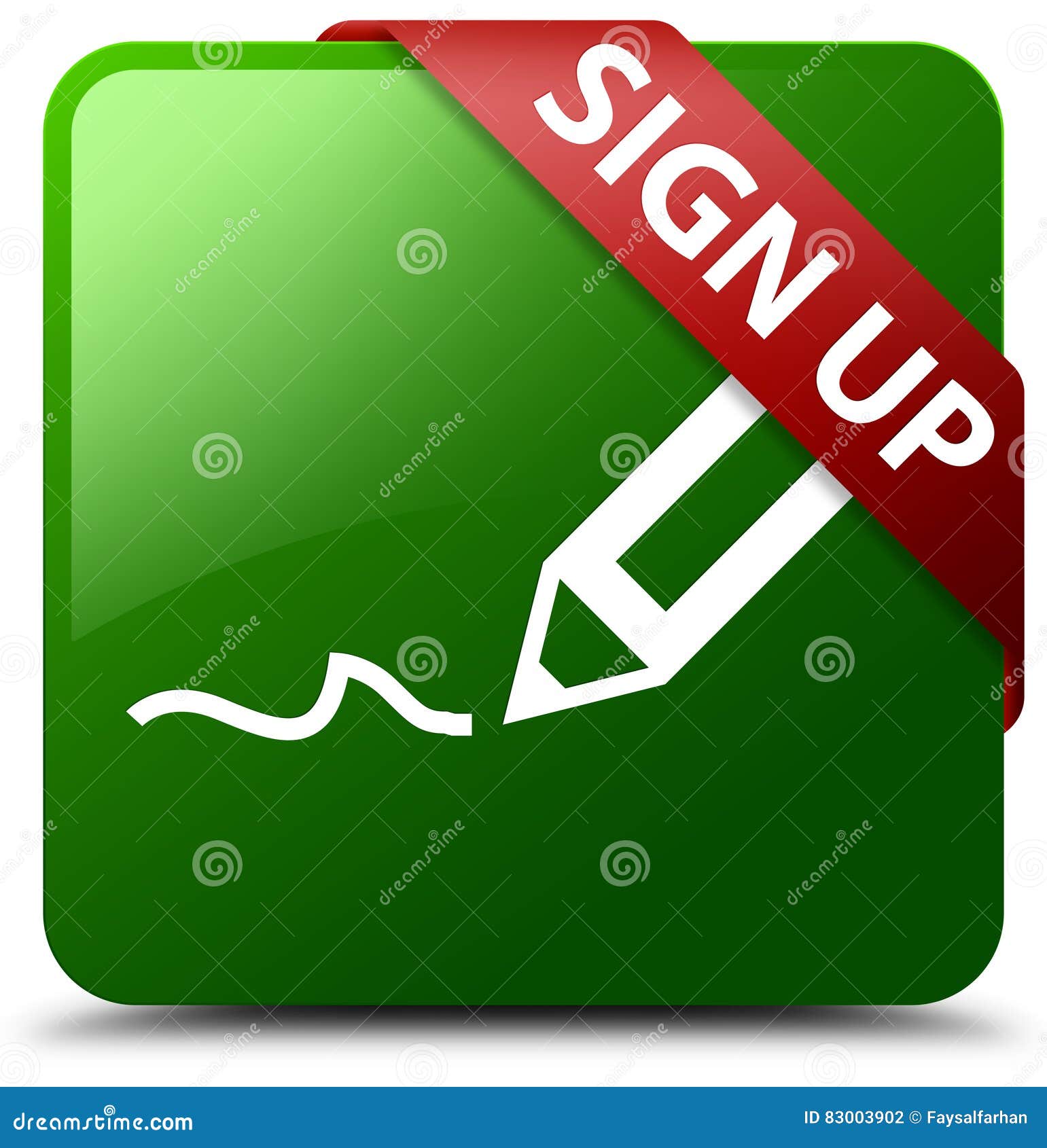 Sign Up Green Square Button Stock Illustration - Illustration of white ...