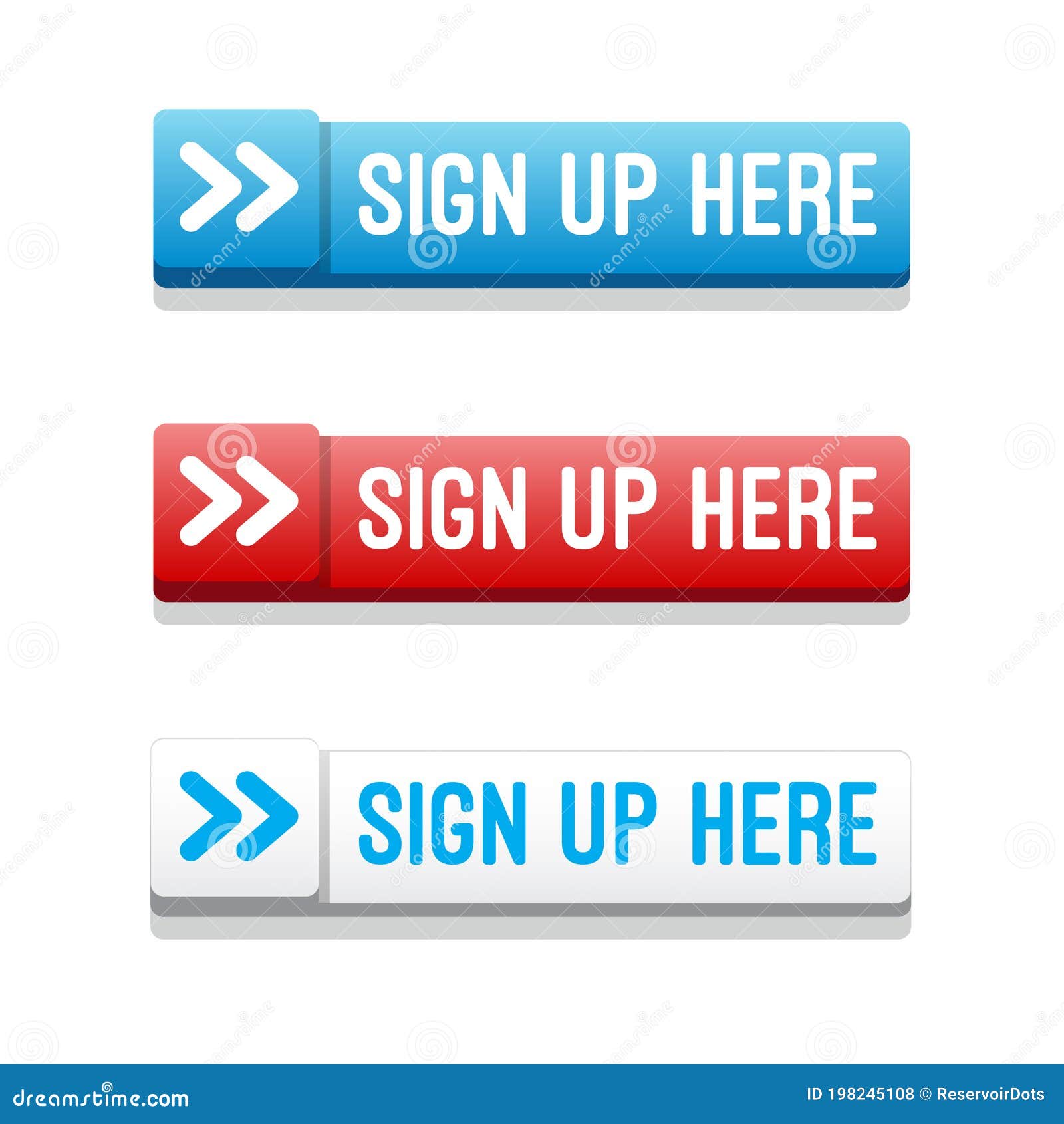Sign Up Here Buttons stock vector. Illustration of website - 198245108