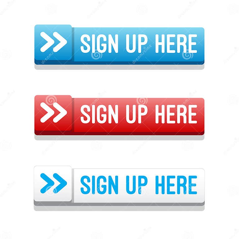 Sign Up Here Buttons stock vector. Illustration of website - 198245108