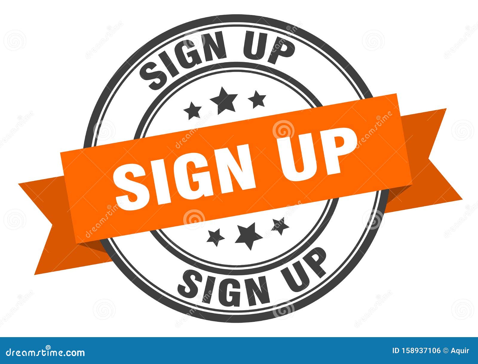 Sign up label stock vector. Illustration of round, stamp - 158937106