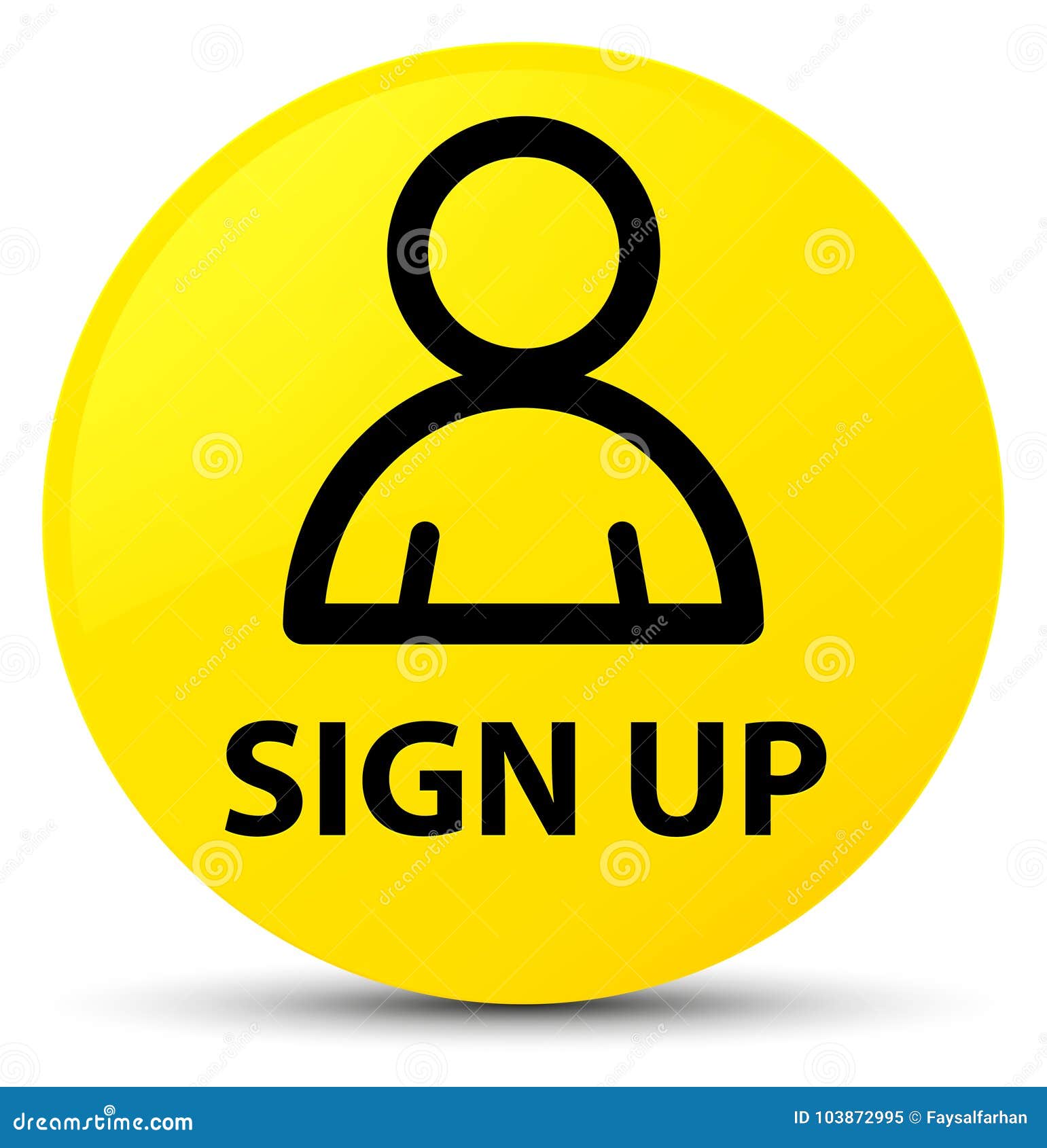 Sign Up (member Icon) Yellow Round Button Stock Illustration ...