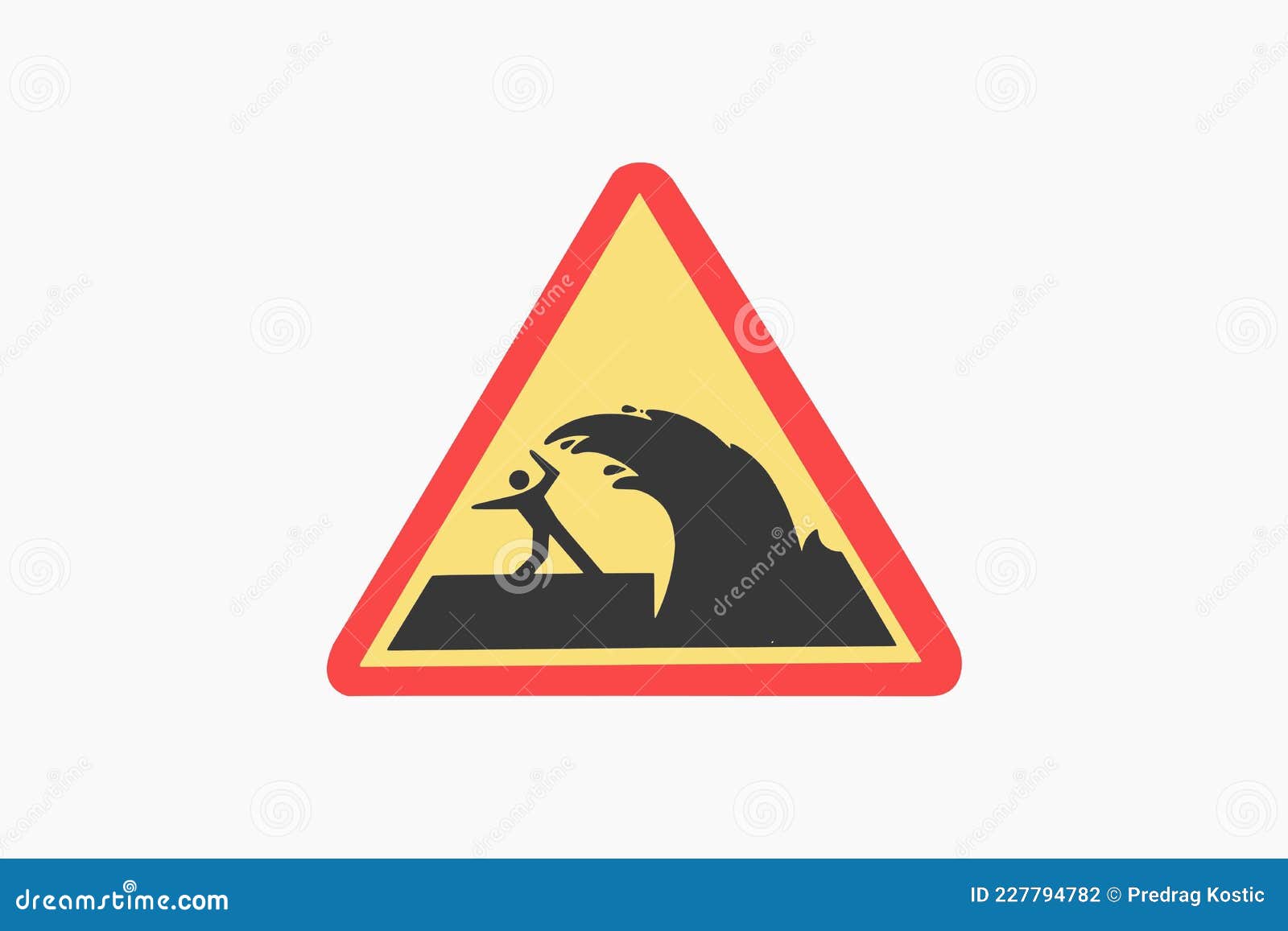 Danger of large waves sign stock illustration. Illustration of danger ...