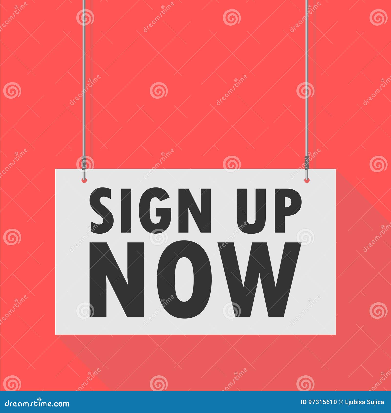 Sign up now Hanging Sign stock vector. Illustration of icon - 97315610