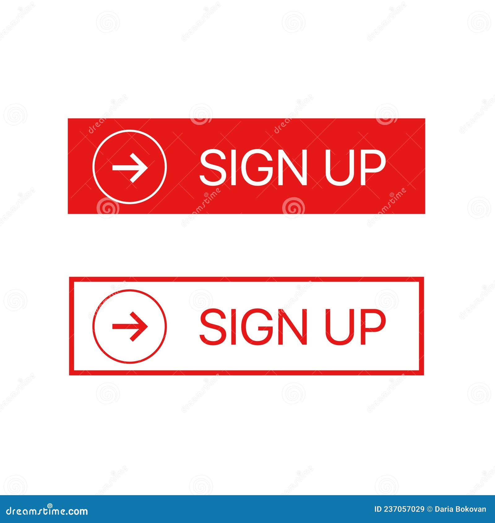 Sign Up Red and White Buttons Vector Illustration for Web Stock Vector ...