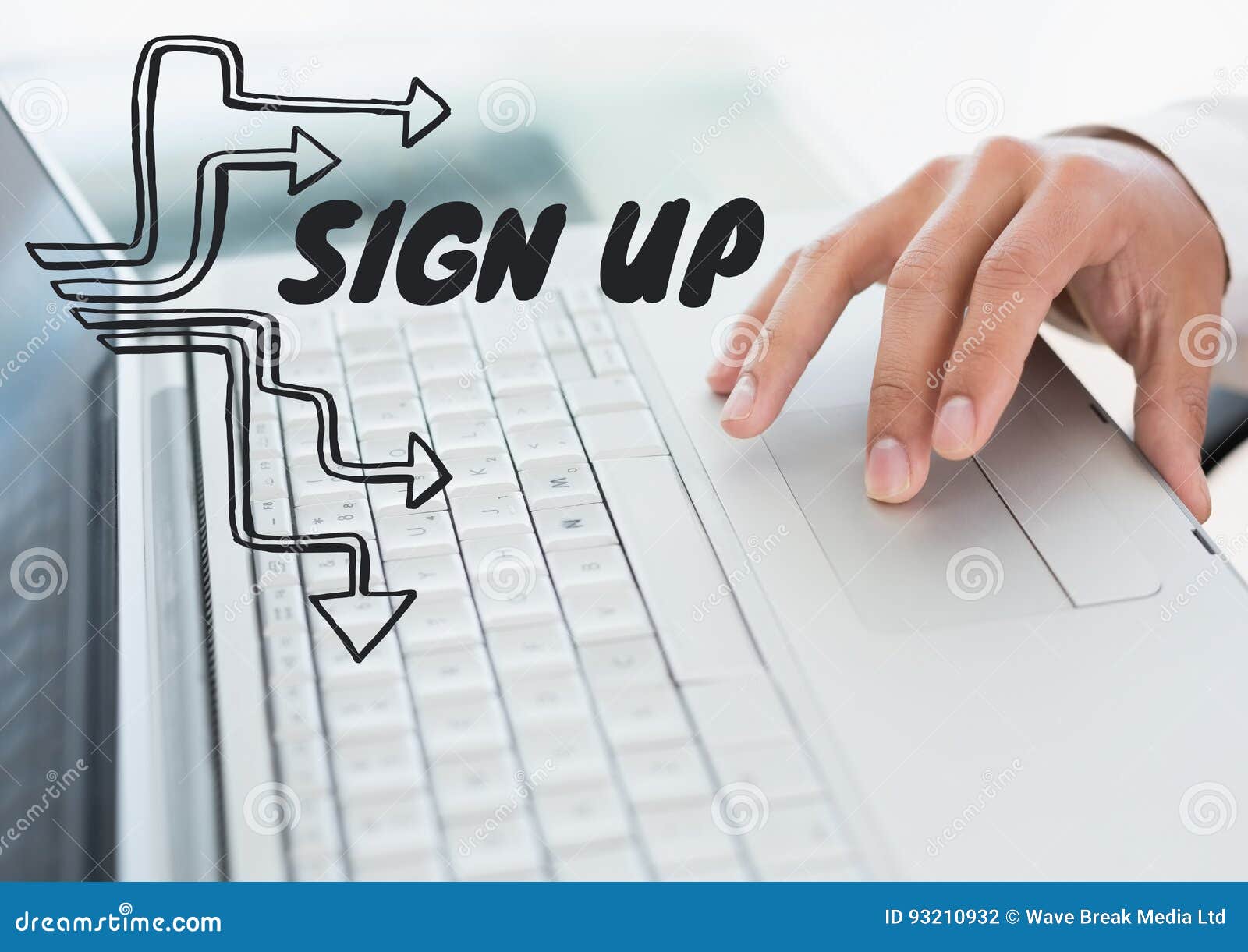 Sign Up Text Against Hand on Laptop Stock Illustration - Illustration ...