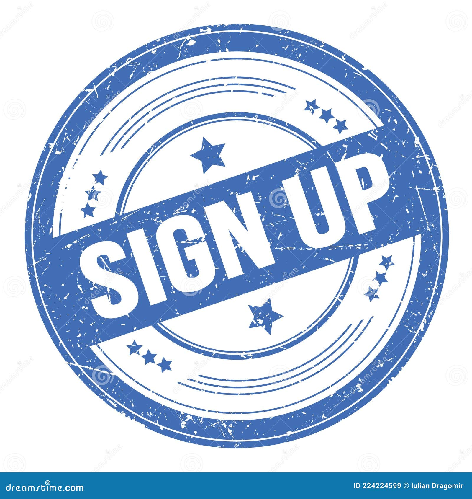 SIGN UP Text on Blue Round Grungy Stamp Stock Illustration ...