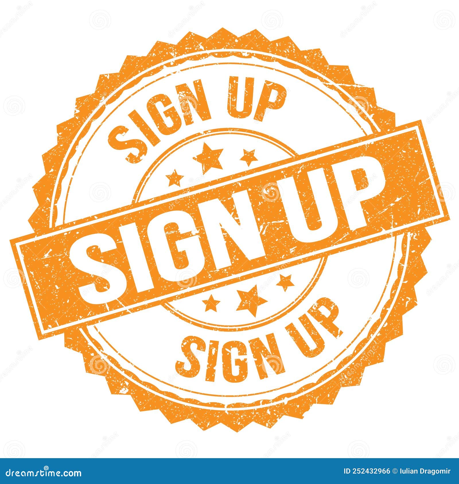 SIGN UP Text on Orange Round Stamp Sign Stock Illustration ...