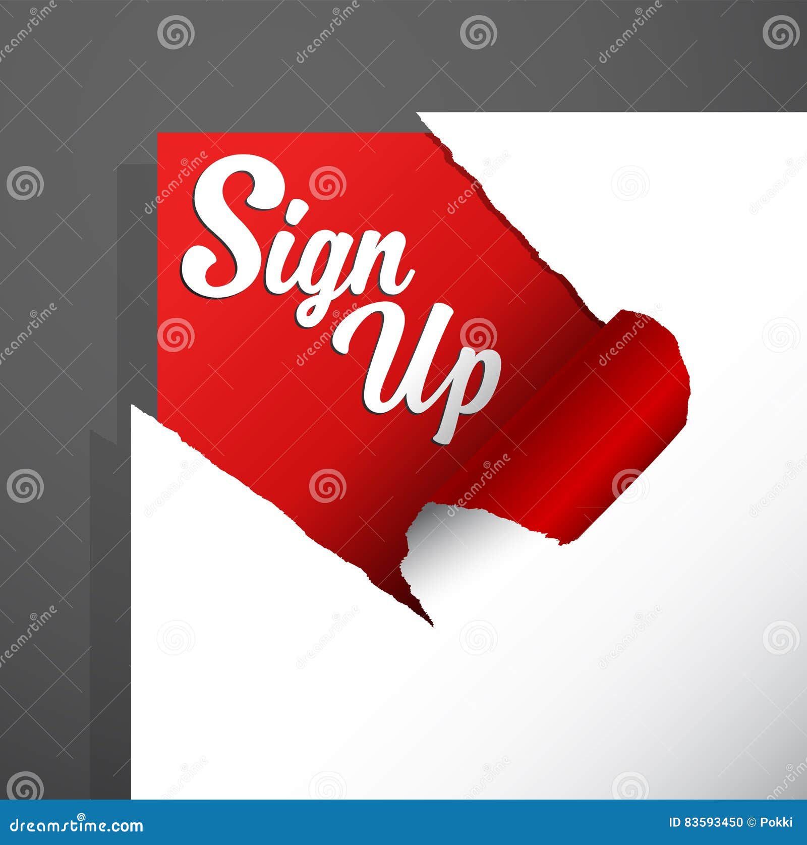`Sign Up` Text Uncovered from Teared Paper Corner. Stock Vector ...